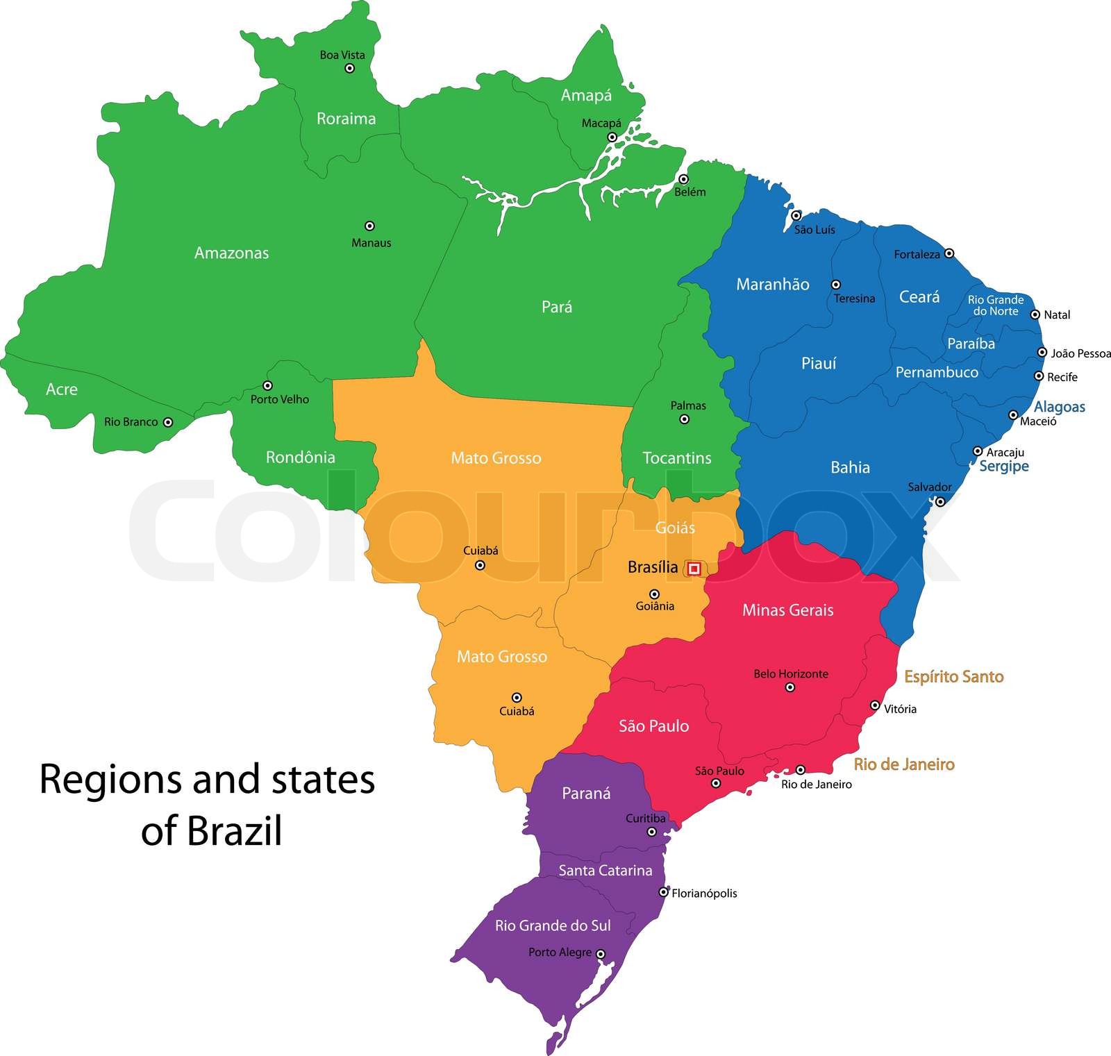 Colorful Brazil map | Stock vector | Colourbox