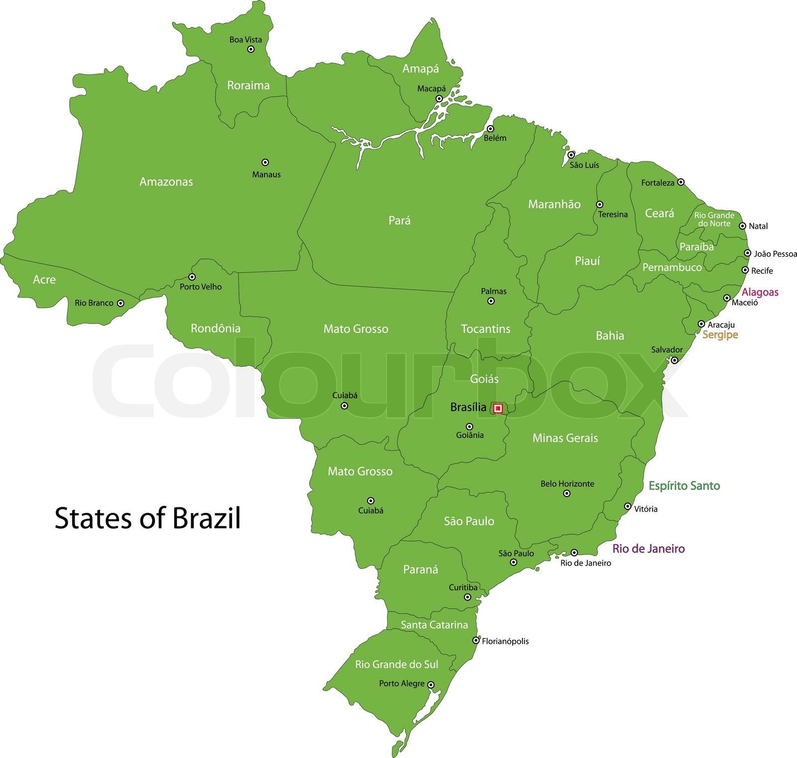 Green Brasilia map | Stock vector | Colourbox