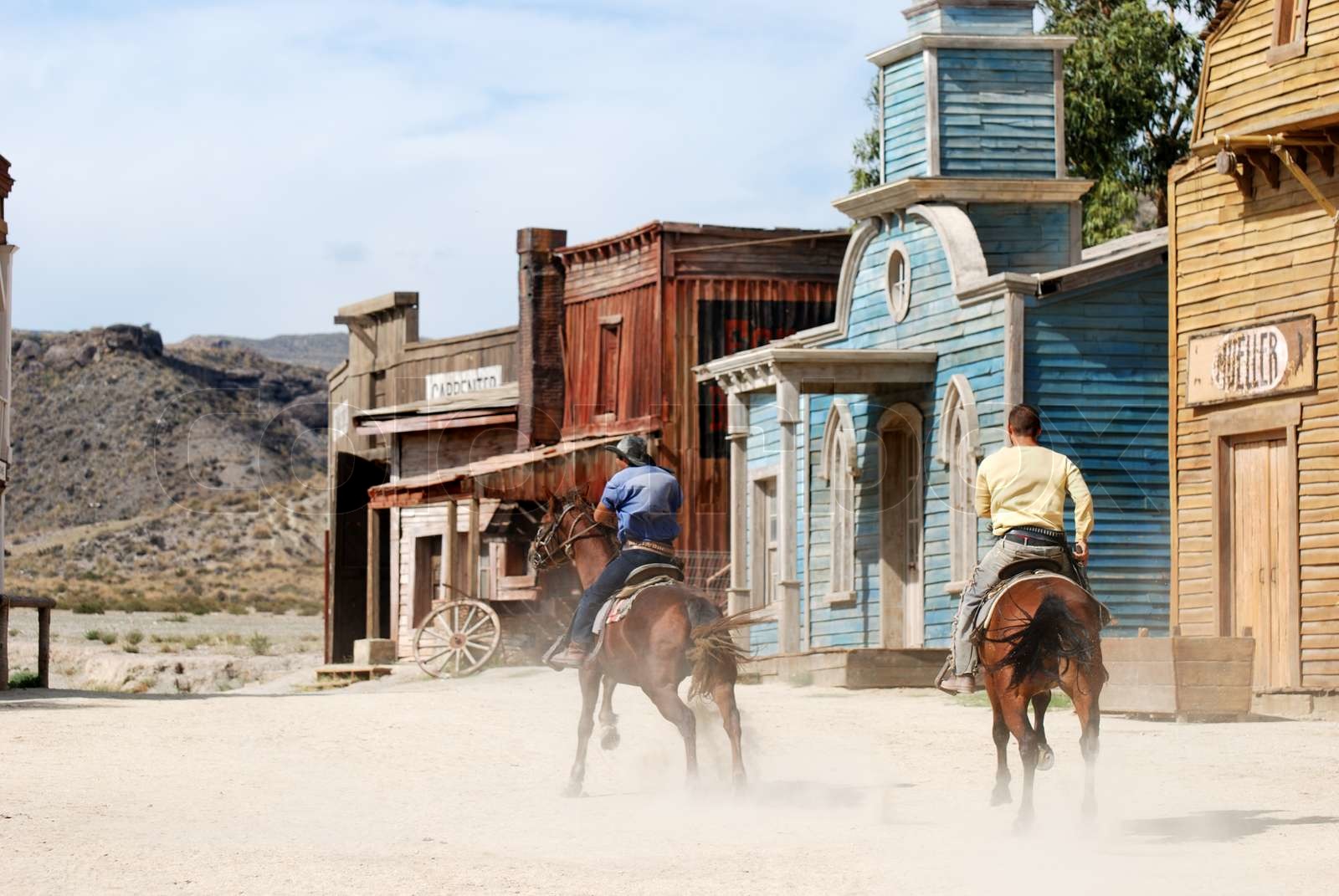 Two cowboys in a traditional American western town | Stock image ...