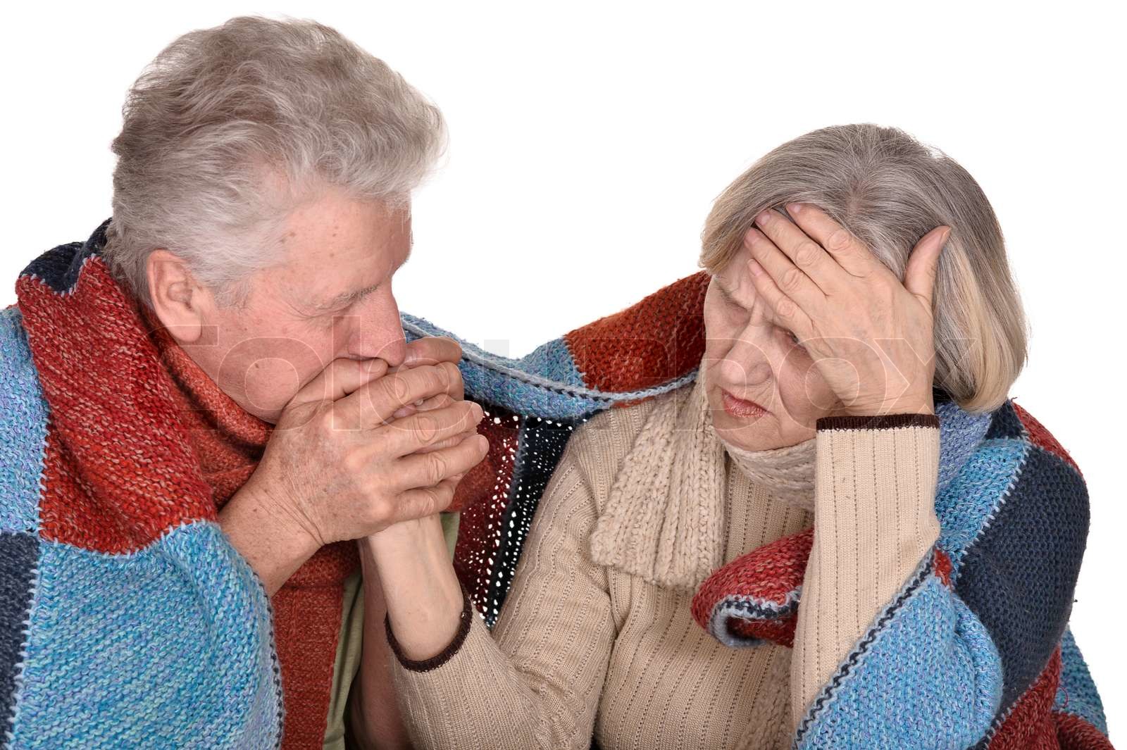 älteres Paar Krank Mit Grippe Stock Bild Colourbox