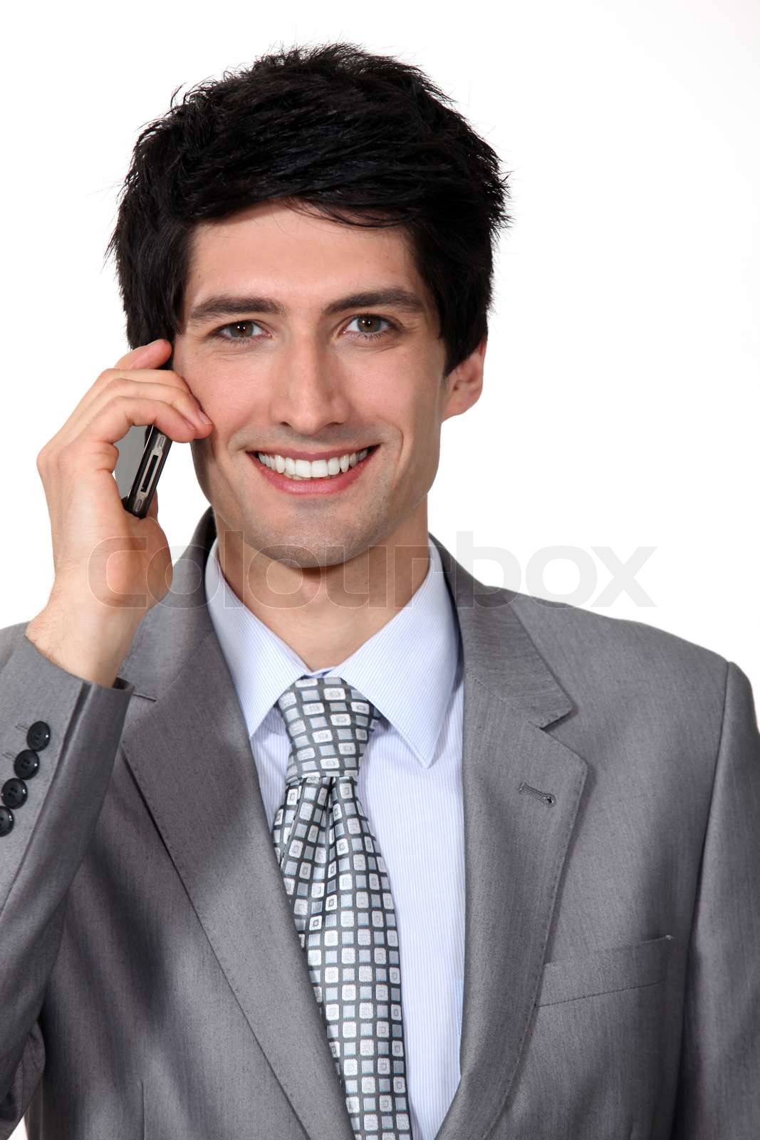 schwarzer Mann am Telefon | Stock Bild | Colourbox