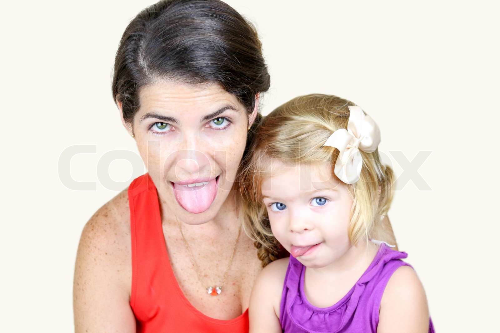Mother And Daughter Making Silly Faces | Stock image | Colourbox