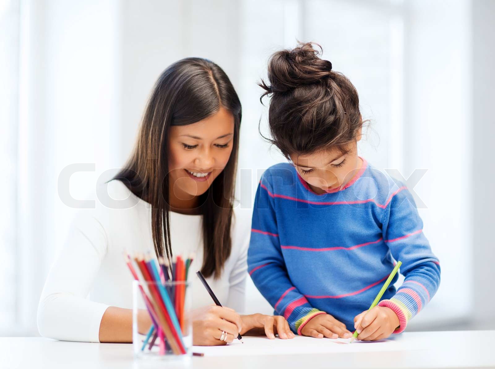 Mutter Tochter Bild Gezeichnet