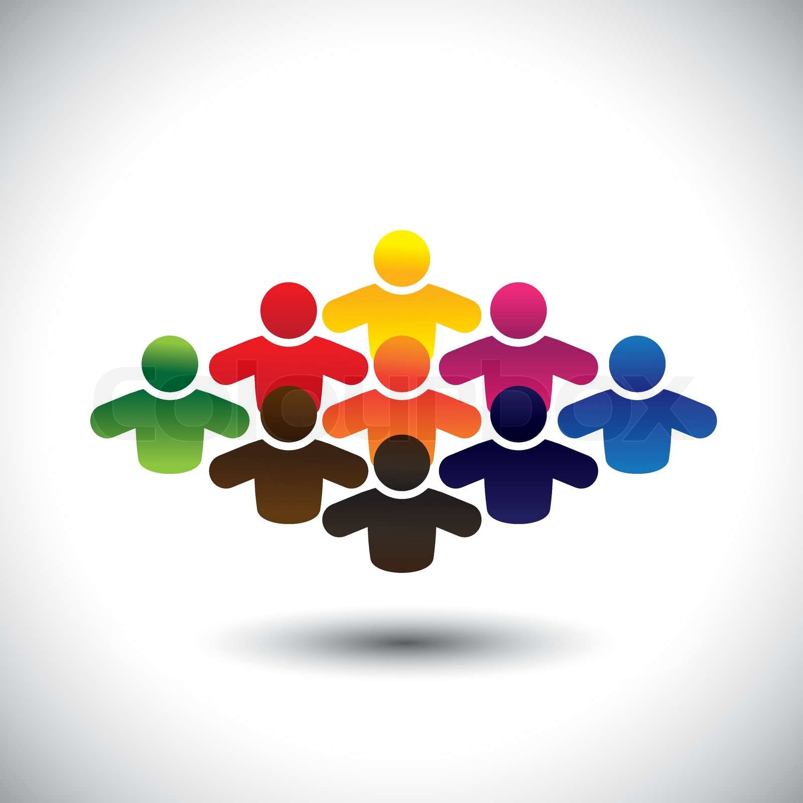 abstract colorful group of people or students or children - concept ...