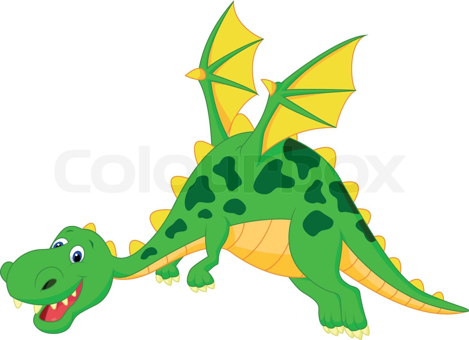Happy dragon cartoon flying | Stock vector | Colourbox