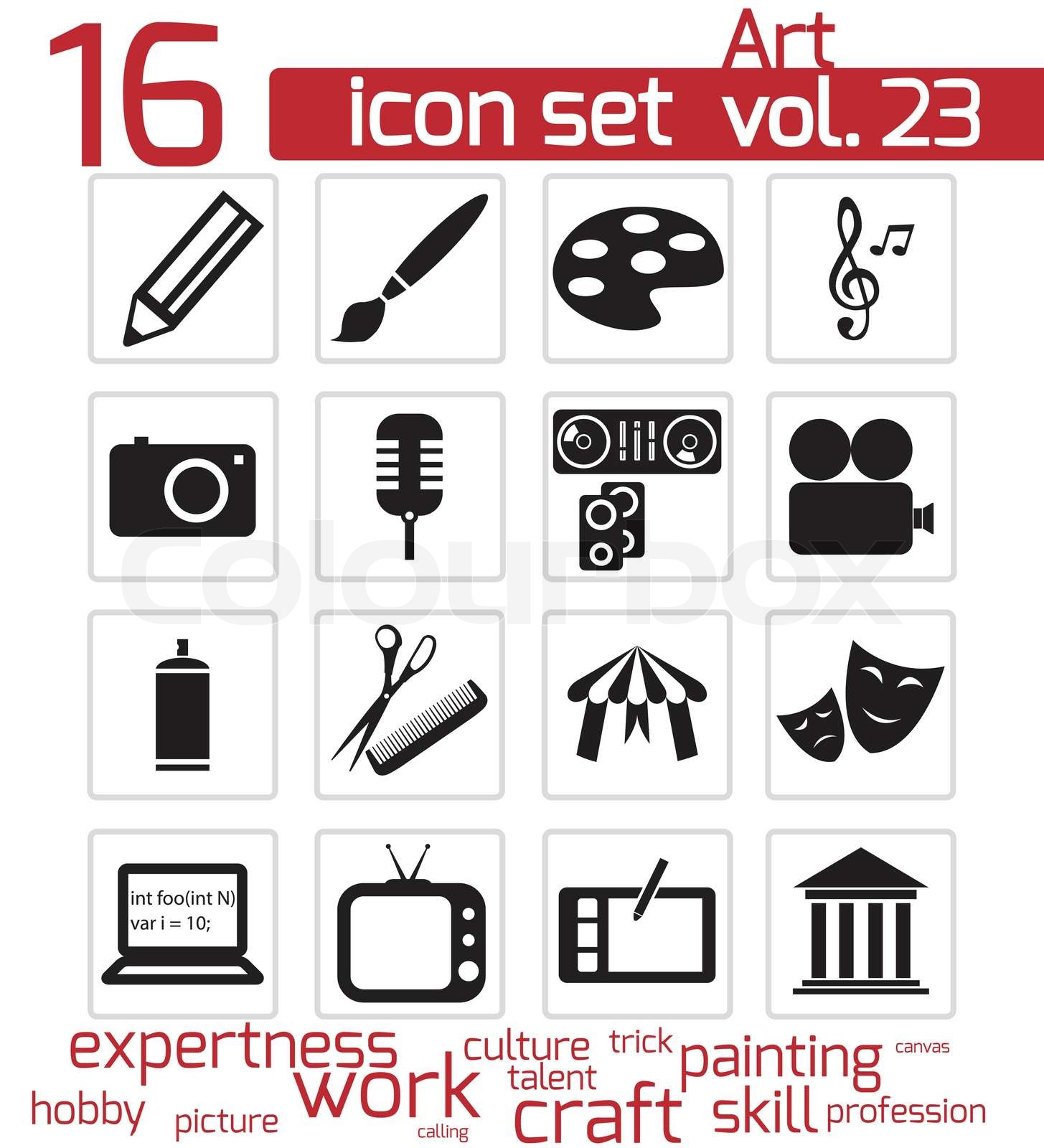 Vector schwarze Kunst icon set | Stock-Vektor | Colourbox