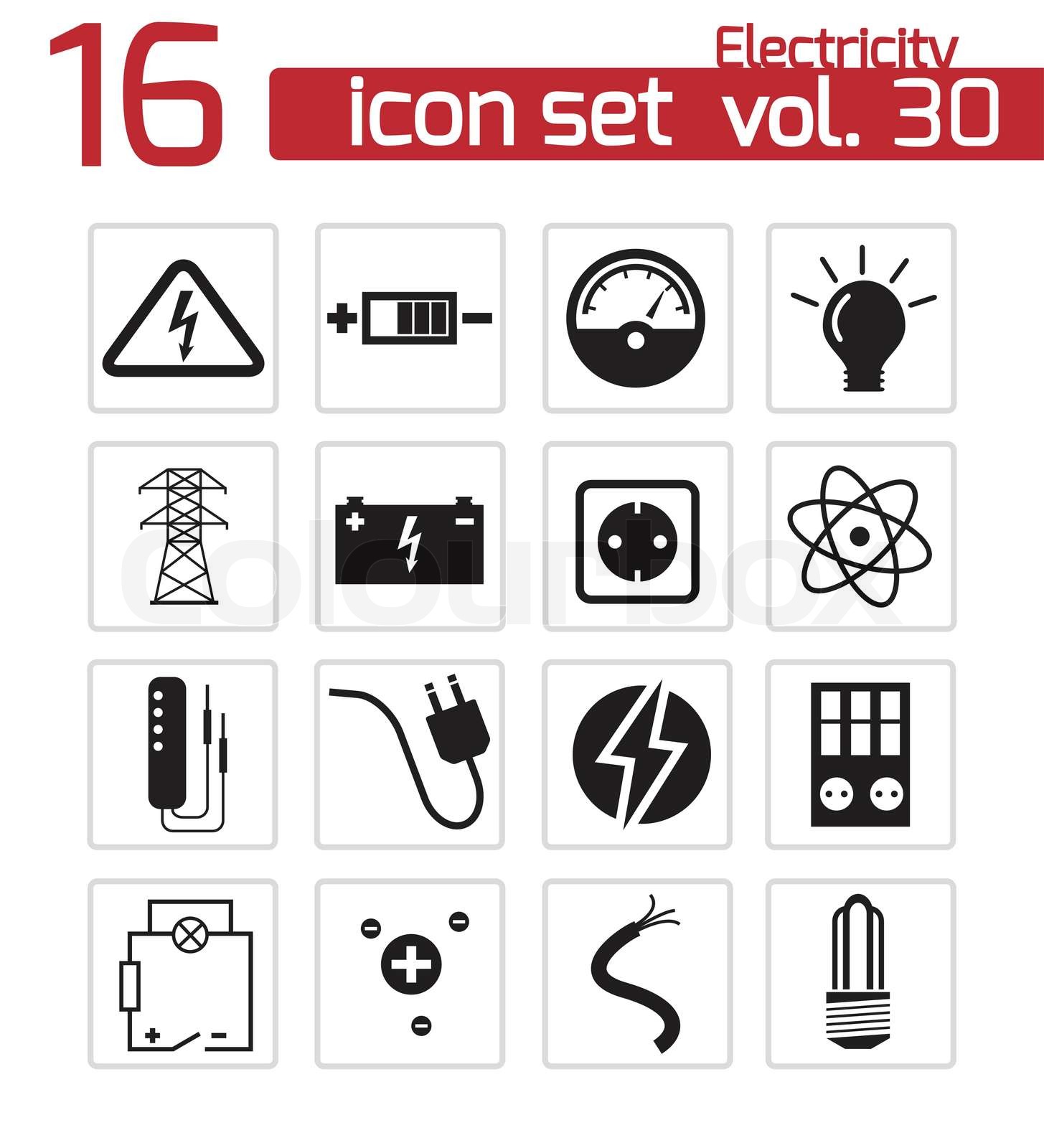 Vektor schwarz Strom Icons set | Stock-Vektor | Colourbox