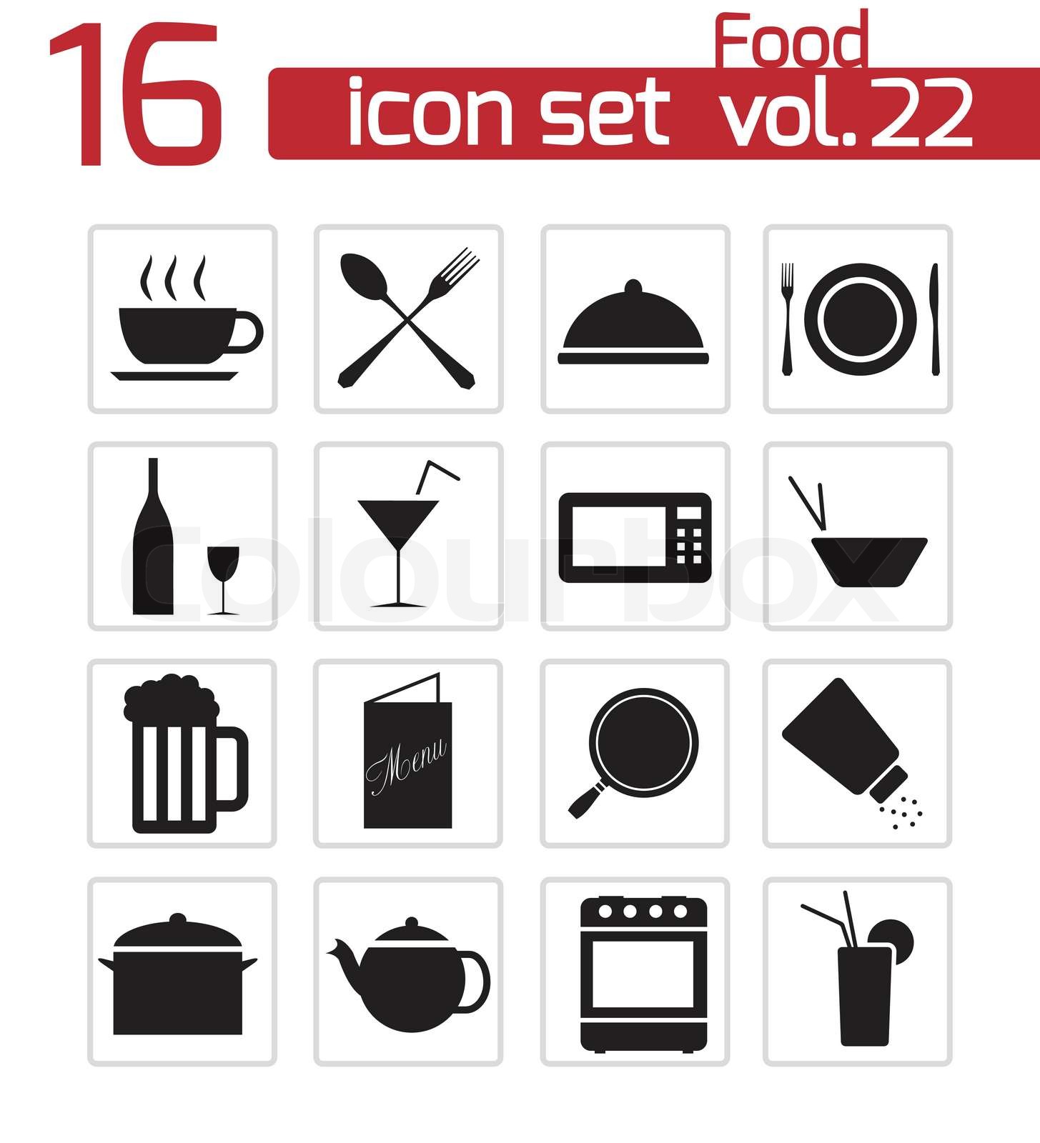 Vector black foodicon set | Stock vector | Colourbox