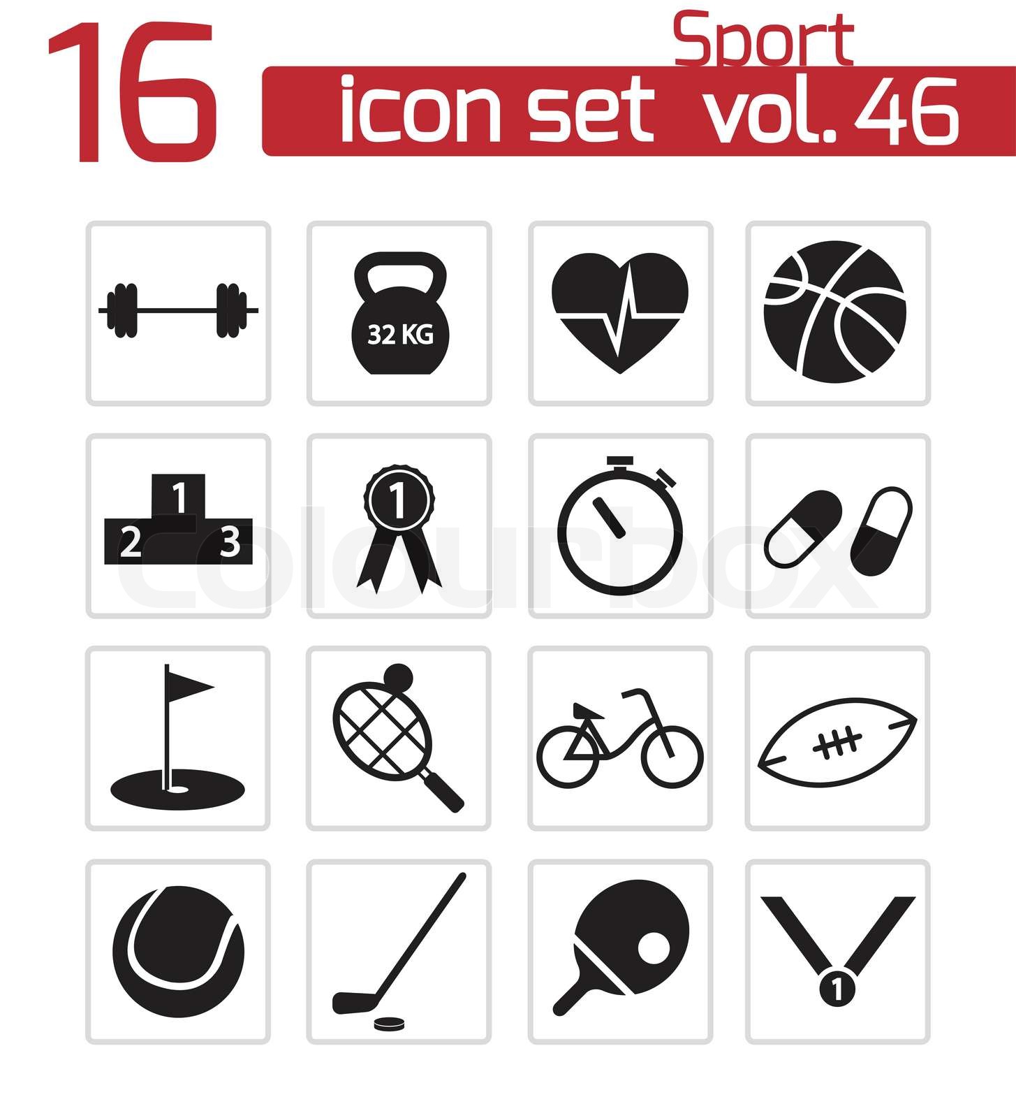 Vector black sport icons set | Stock vector | Colourbox