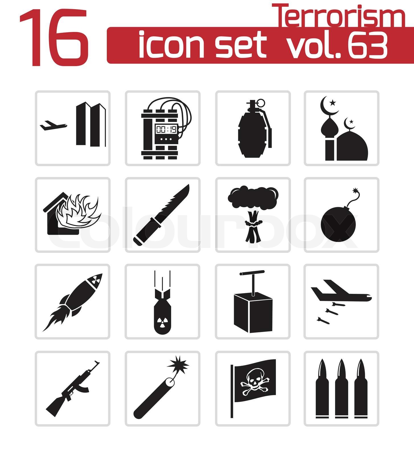 Vector black terrorism icons set | Stock vector | Colourbox