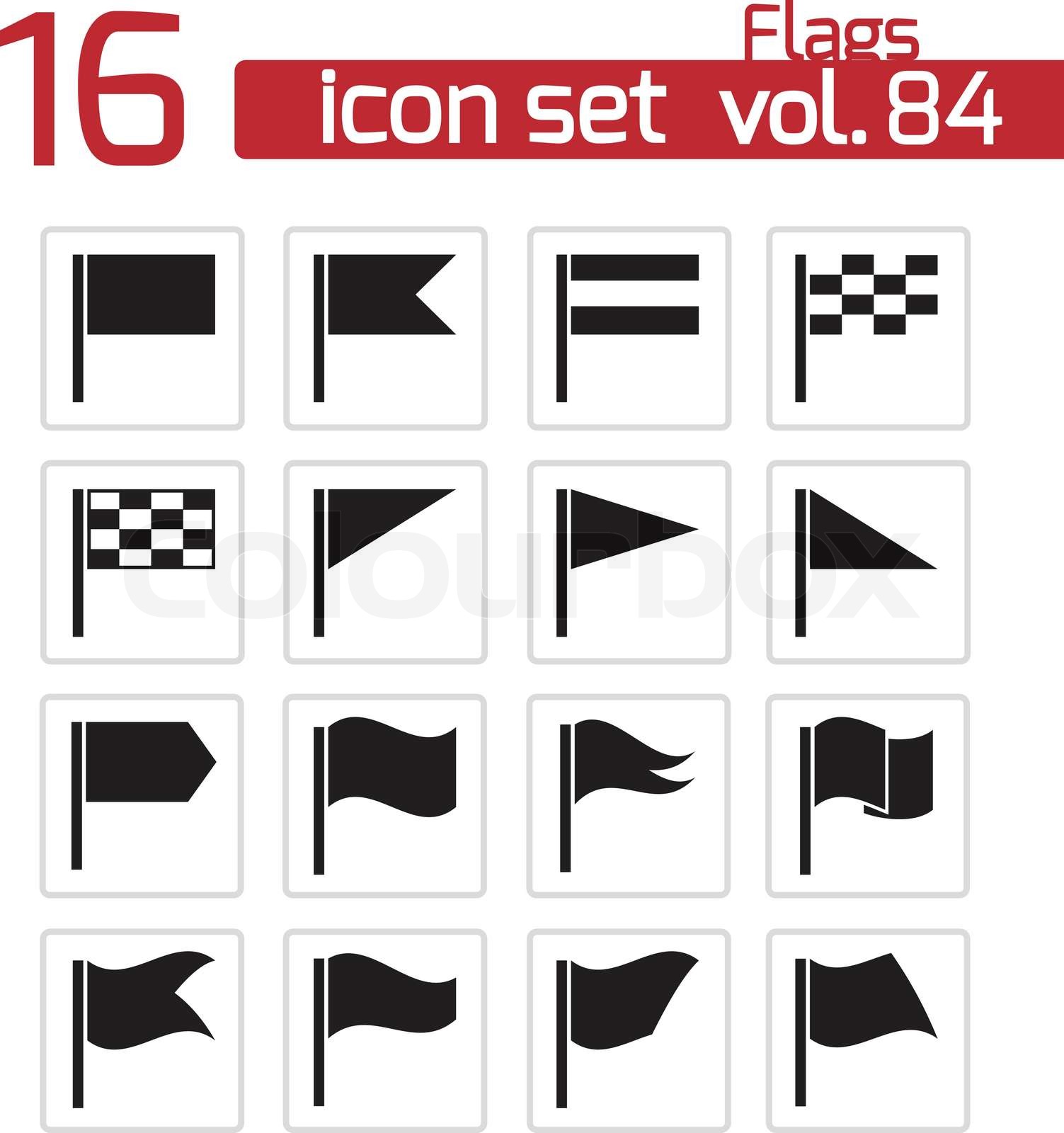 Vector black flag icons set | Stock vector | Colourbox