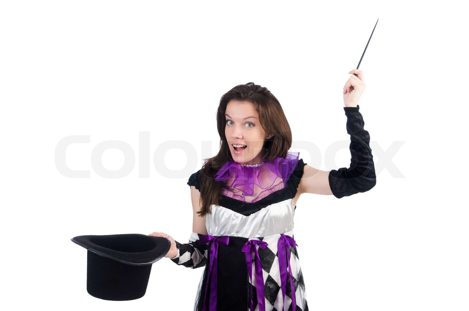 Frau Zauberer auf dem weißen isoliert | Stock Bild | Colourbox