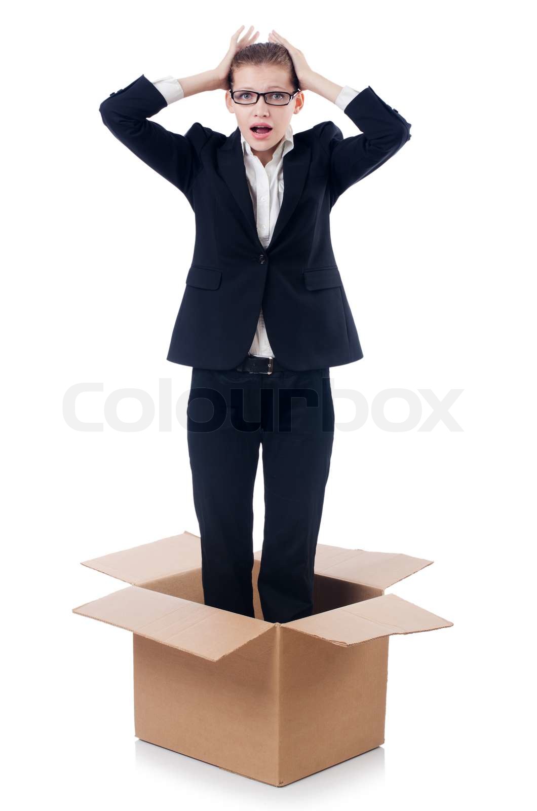 Woman in thinking out of box concept | Stock image | Colourbox