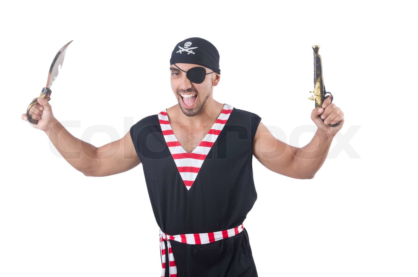 One eyed pirate isolated on the white | Stock image | Colourbox