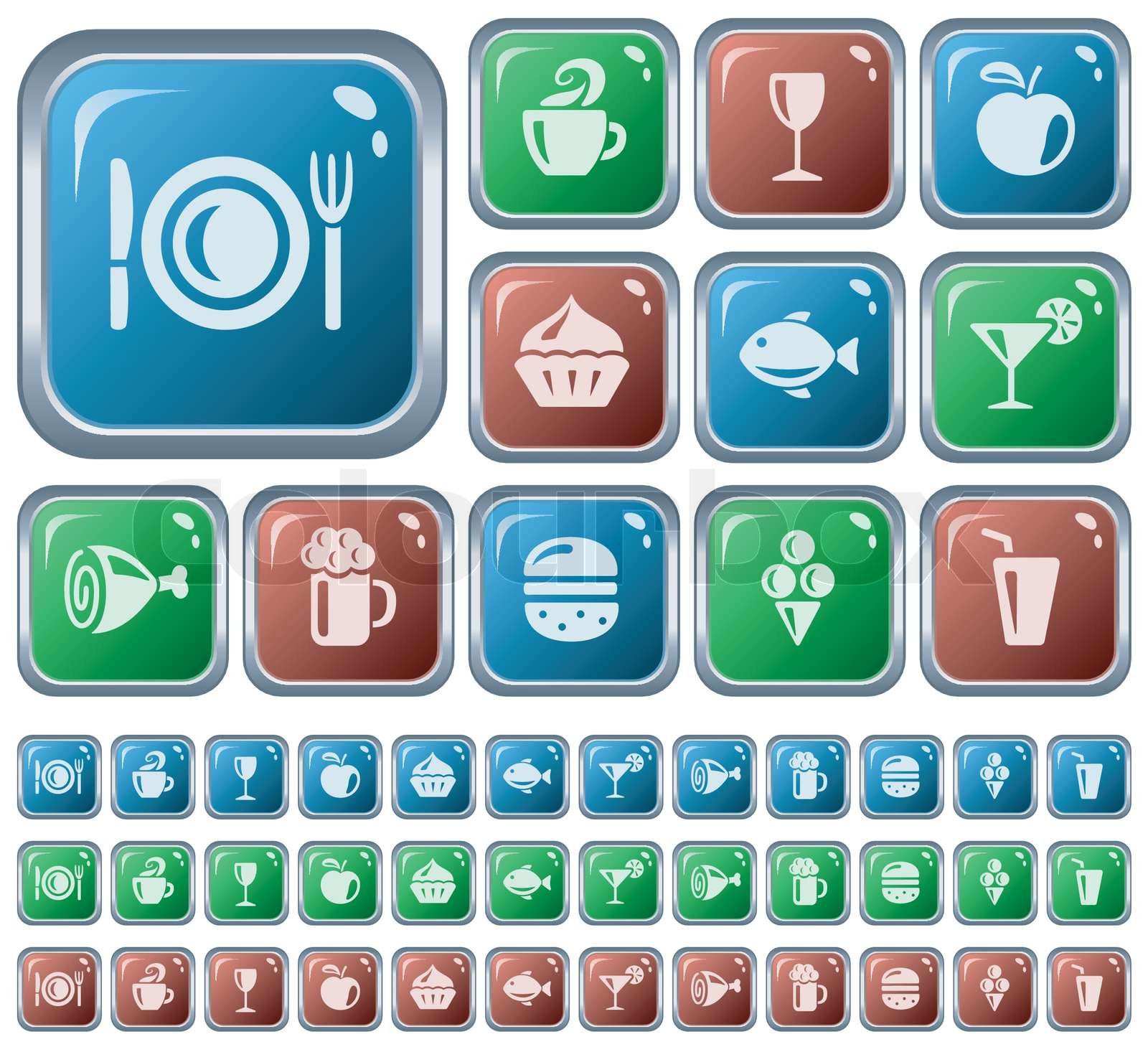 Food and drink buttons | Stock vector | Colourbox