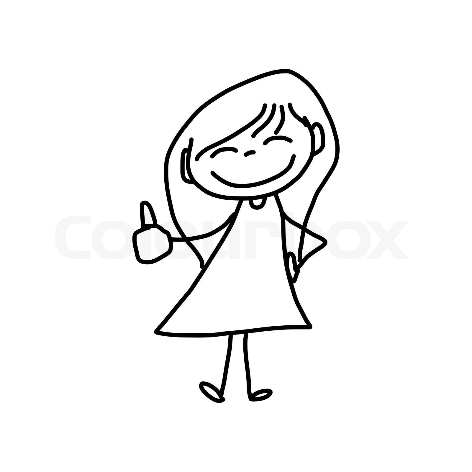hand drawing cartoon character happiness | Stock vector | Colourbox