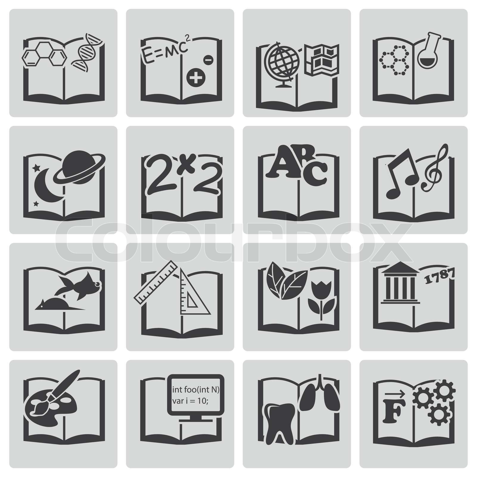 Vector black schoolbooks icon set | Stock vector | Colourbox
