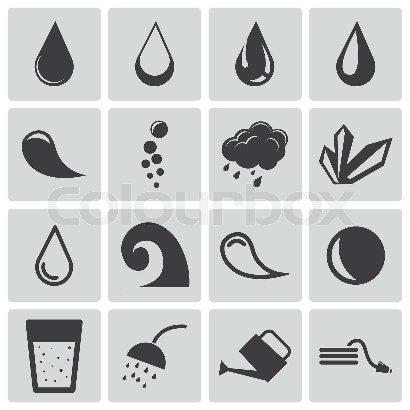 Vector black water icons set | Stock vector | Colourbox