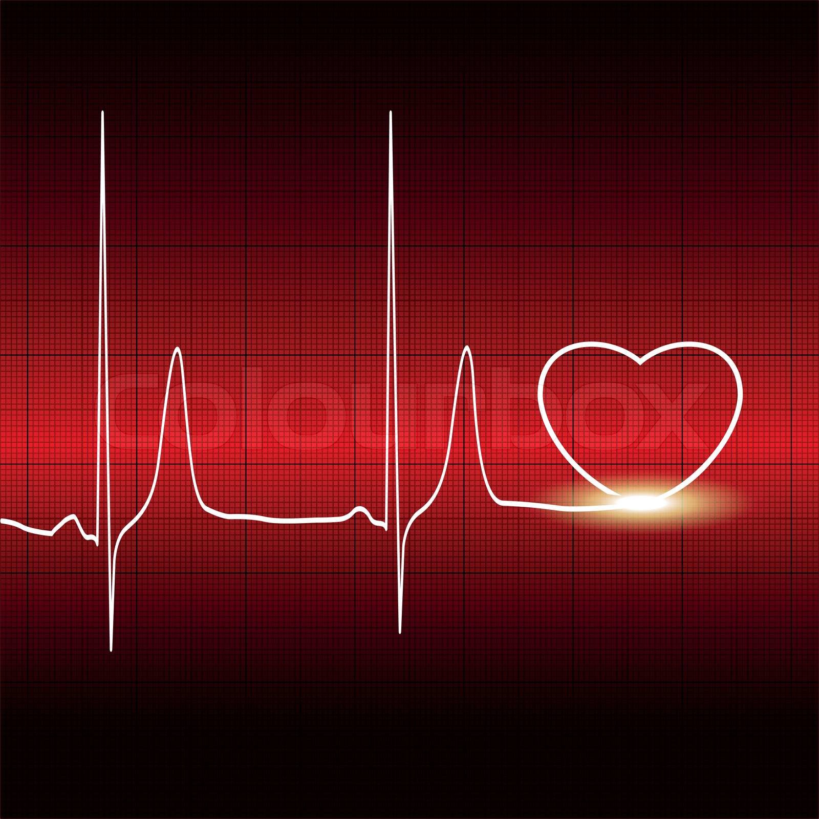 Heart and heartbeat symbol on reflective | Stock vector | Colourbox