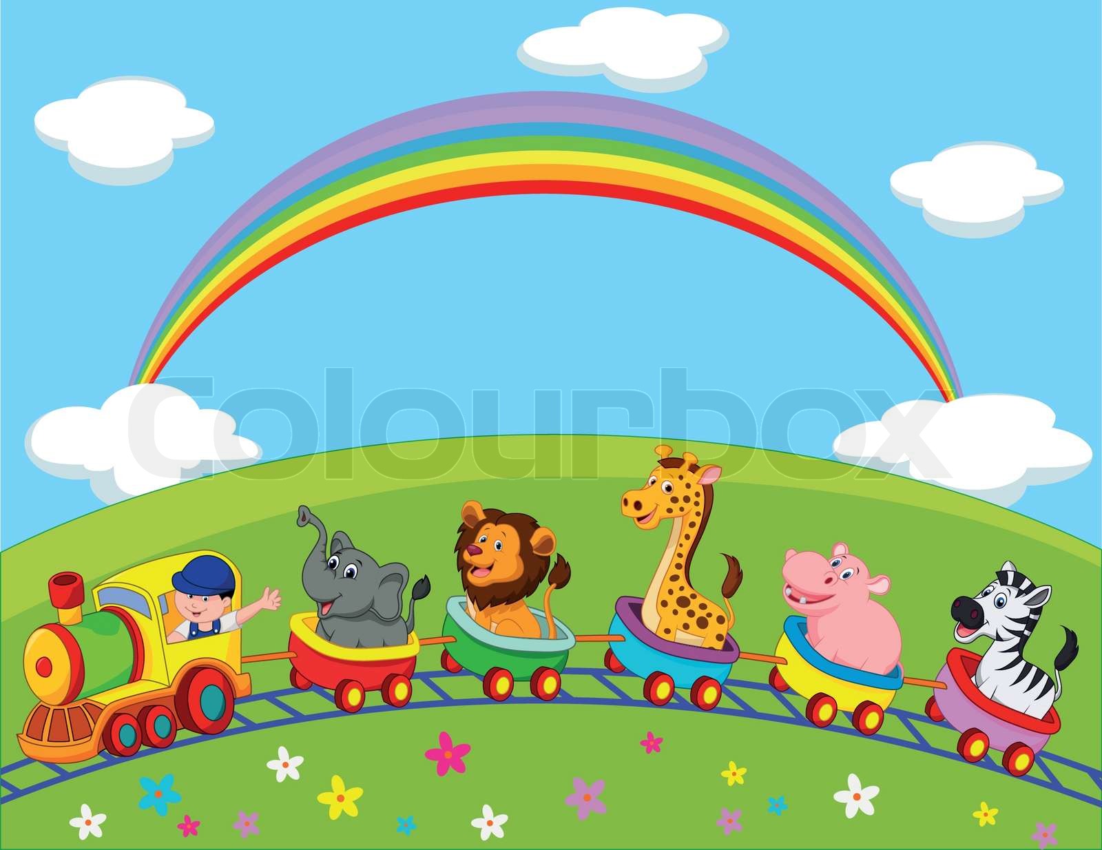 Animal train cartoon | Stock vector | Colourbox