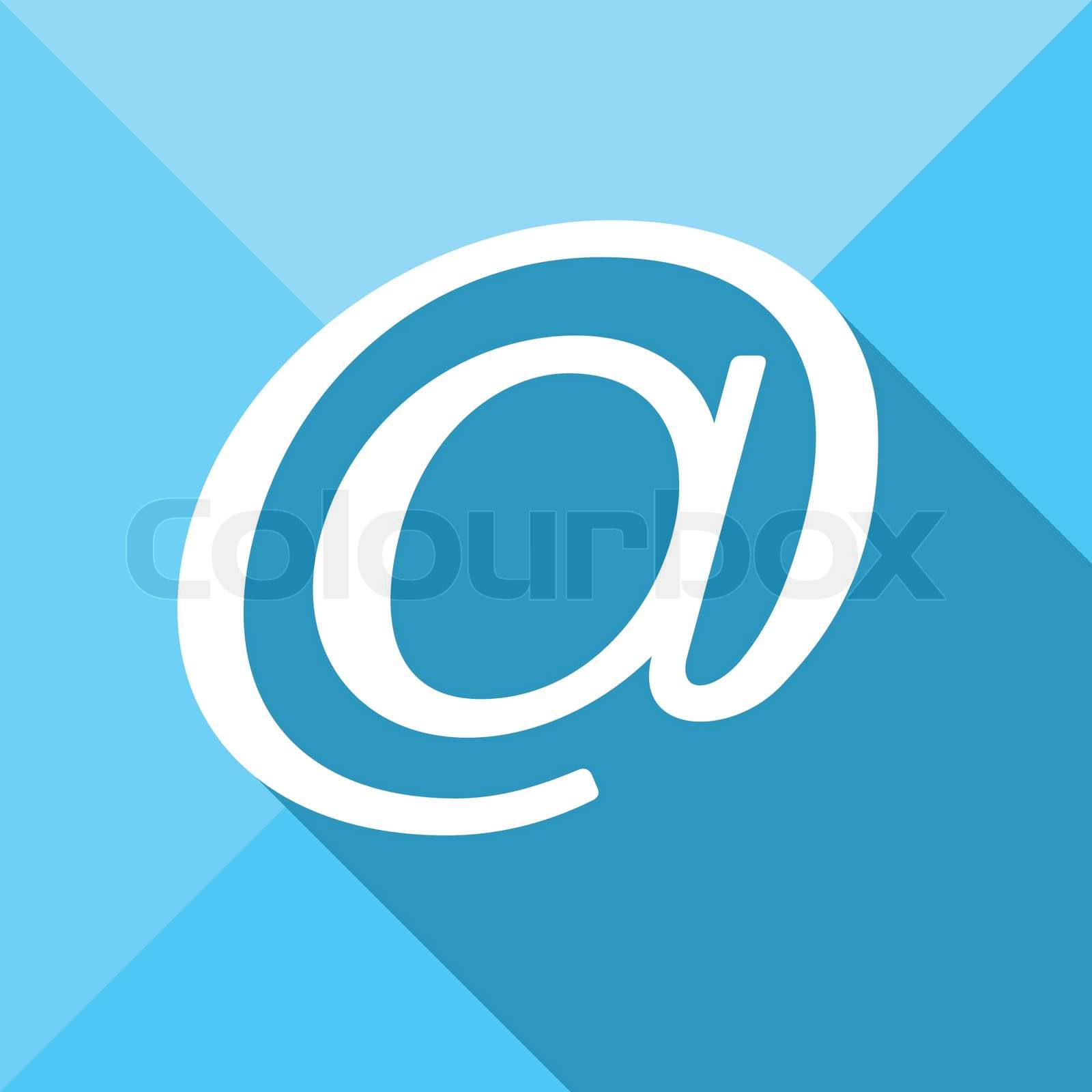 Email / At sign / Arroba symbol flat icon long shadow | Stock vector ...