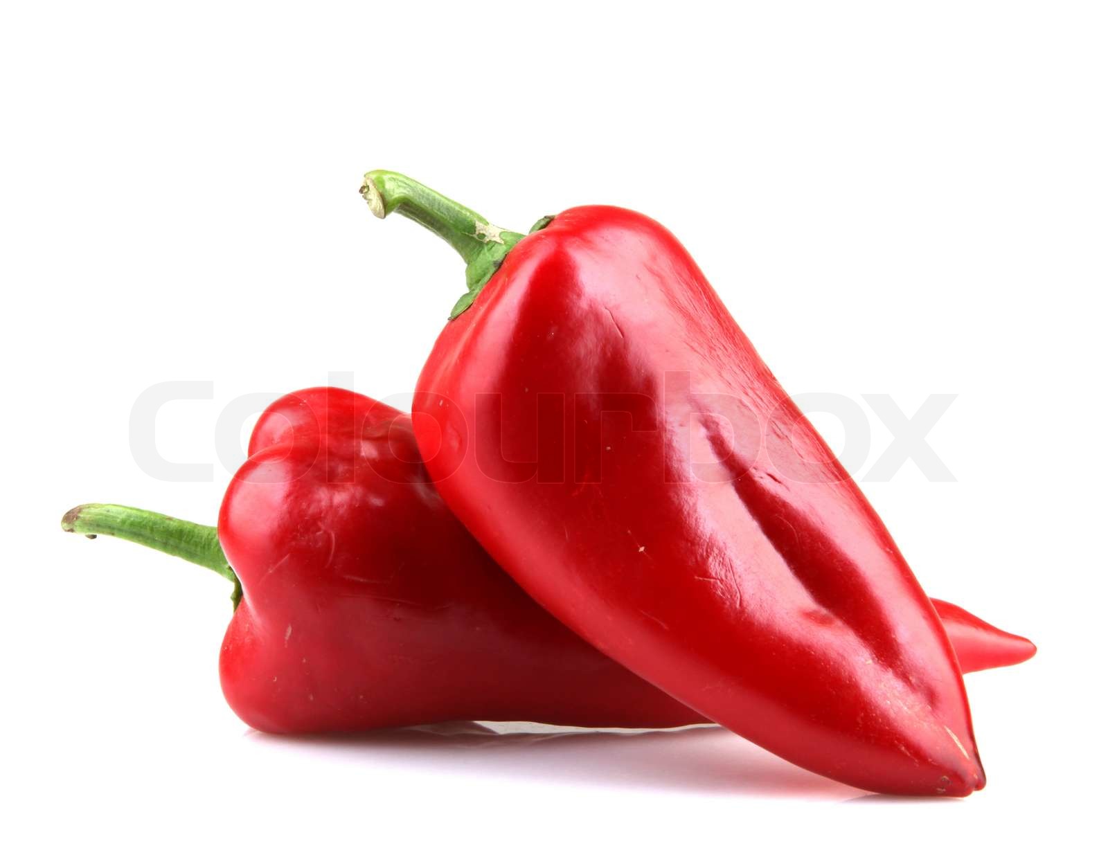 Red Chilli Peppers auf weißem Hintergrund | Stock Bild | Colourbox