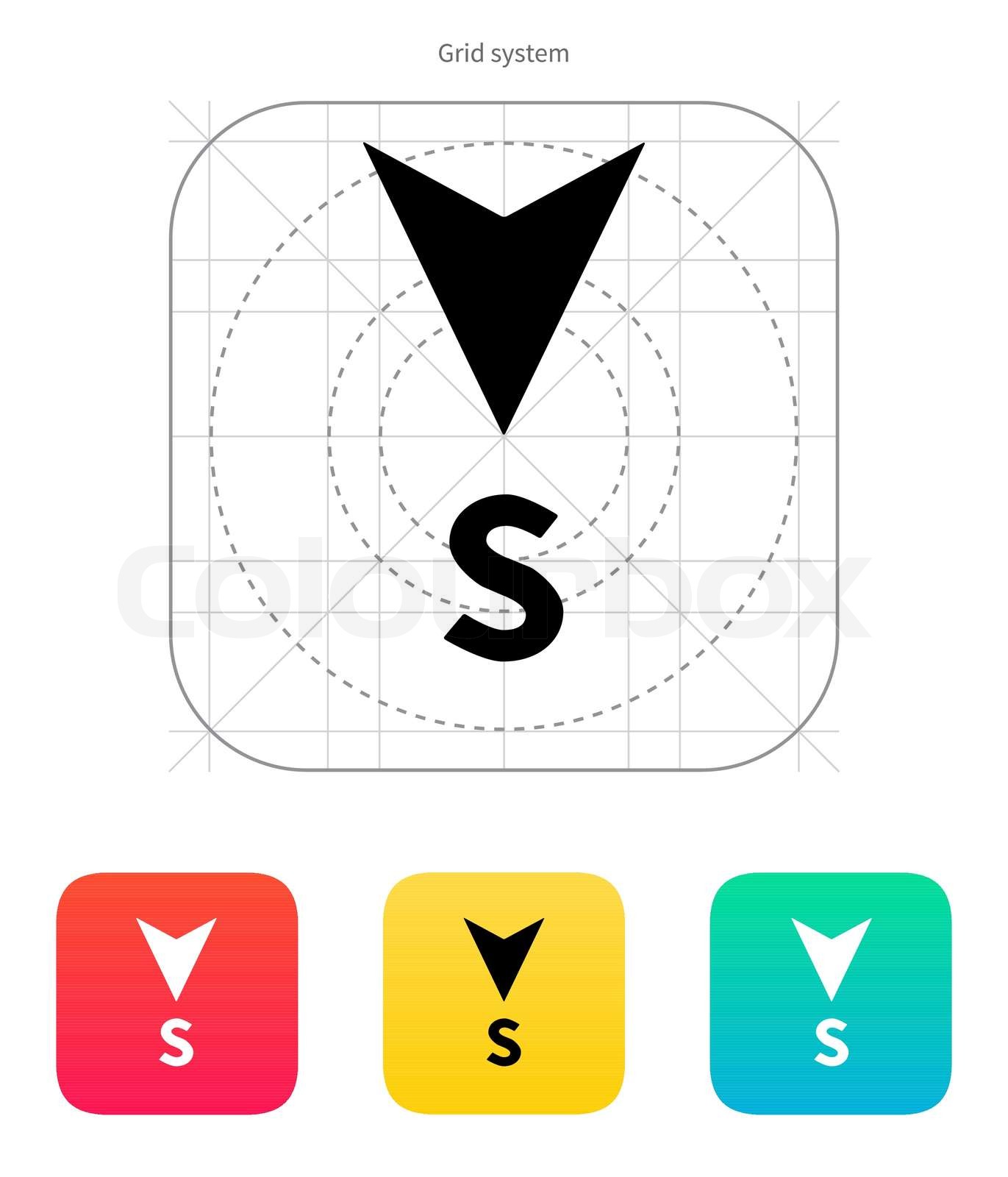 South Direction Compass Icon Stock Vector Colourbox