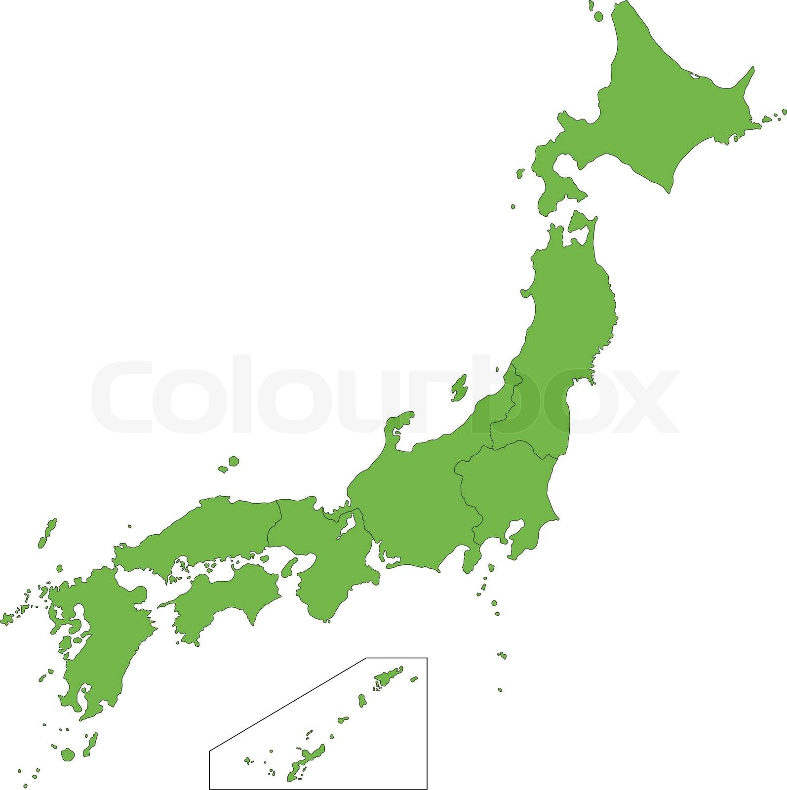 Green Japan map | Stock vector | Colourbox
