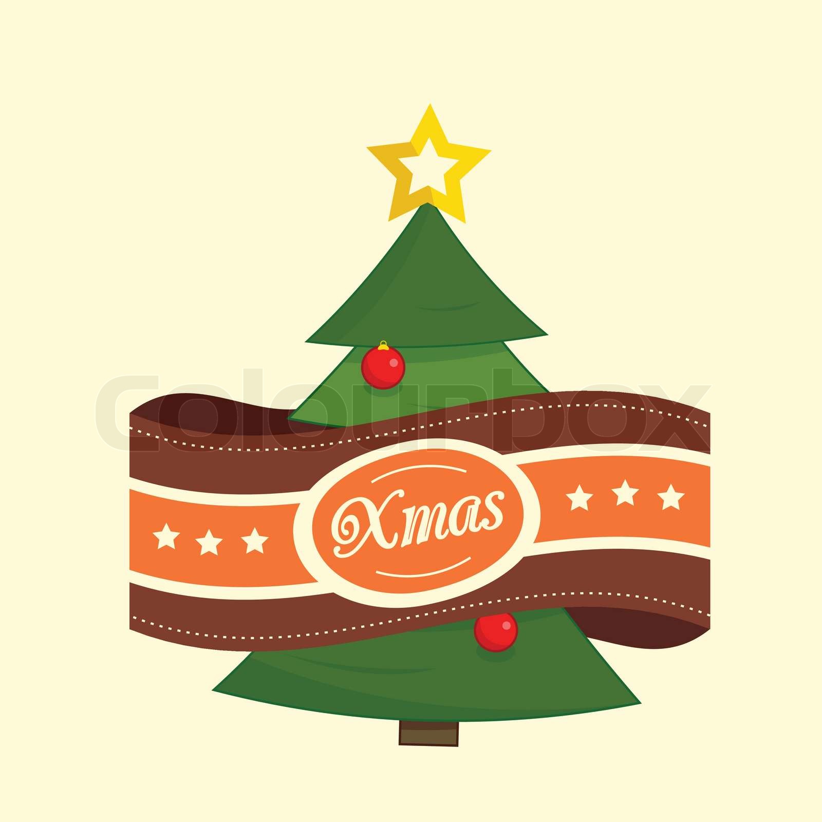Christmas tree banner in brown | Stock vector | Colourbox
