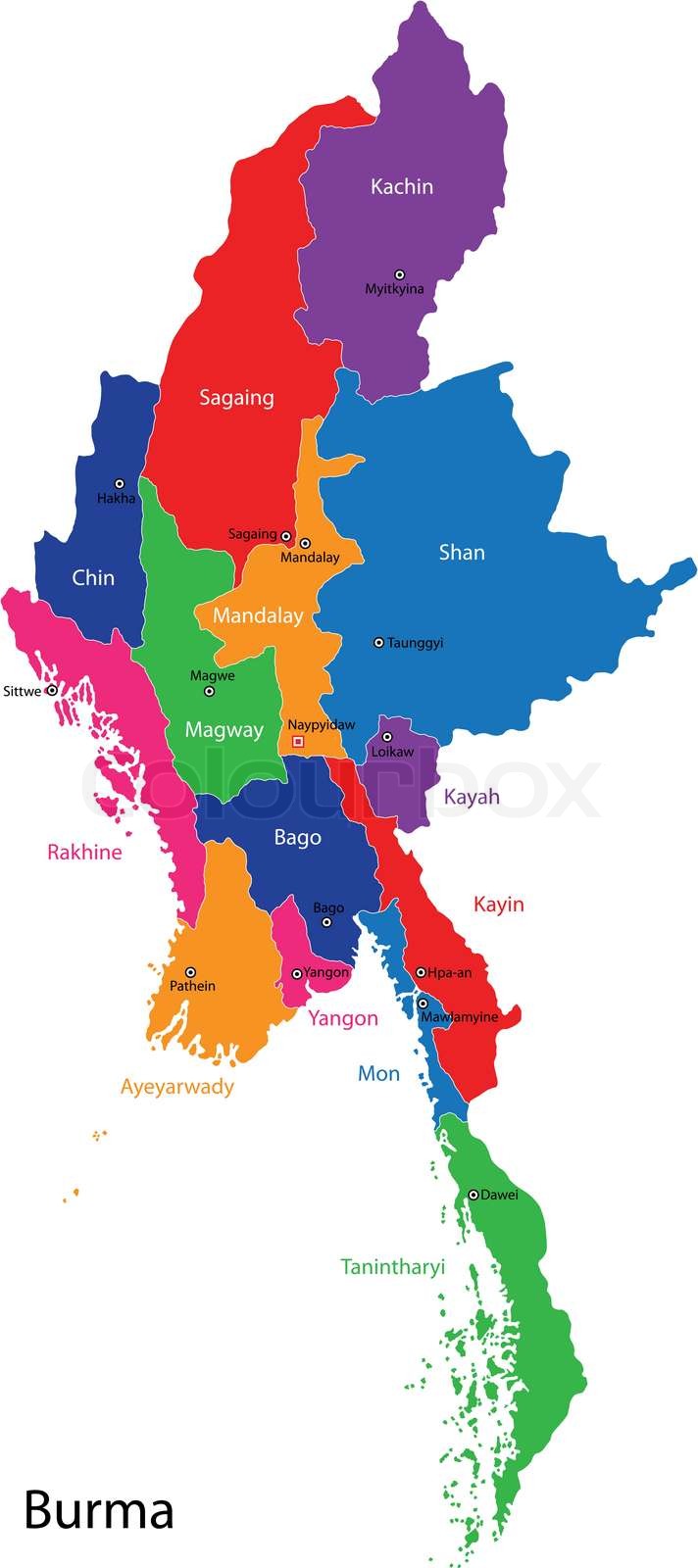 burma map | Stock vektor | Colourbox