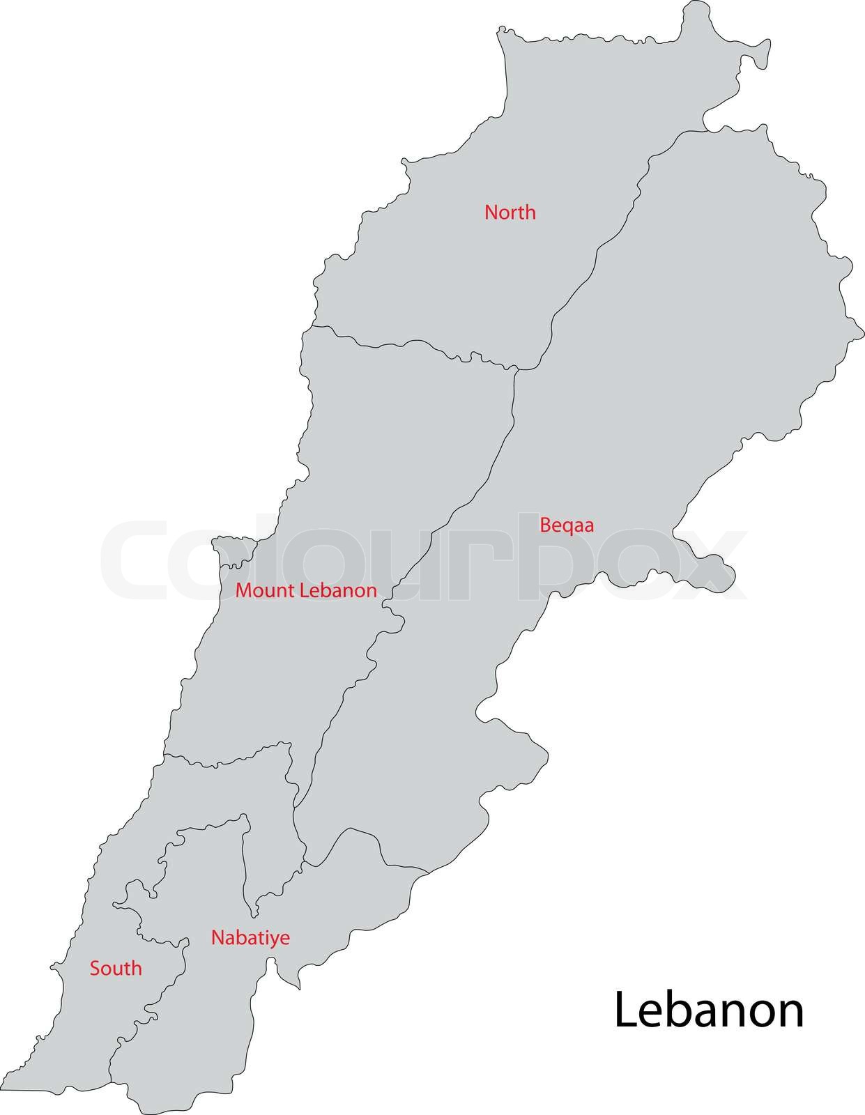 Grey Lebanon map | Stock vector | Colourbox