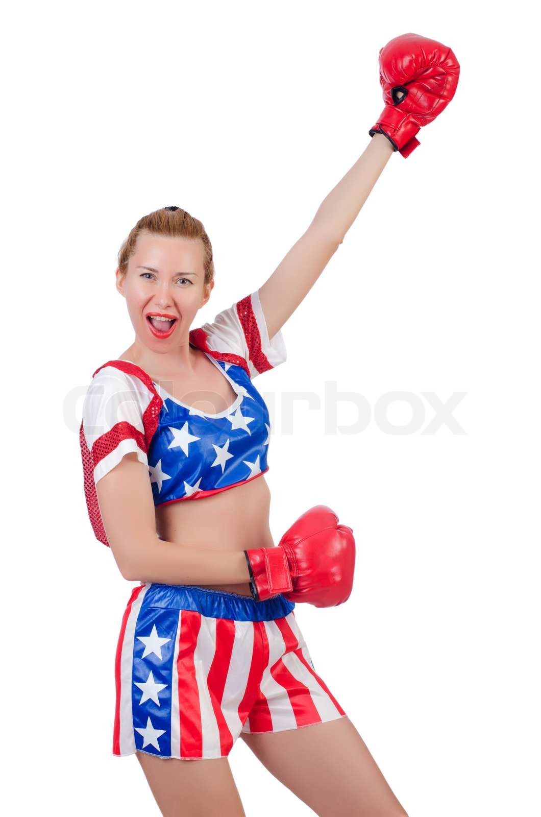 Woman boxer isolated on white | Stock image | Colourbox