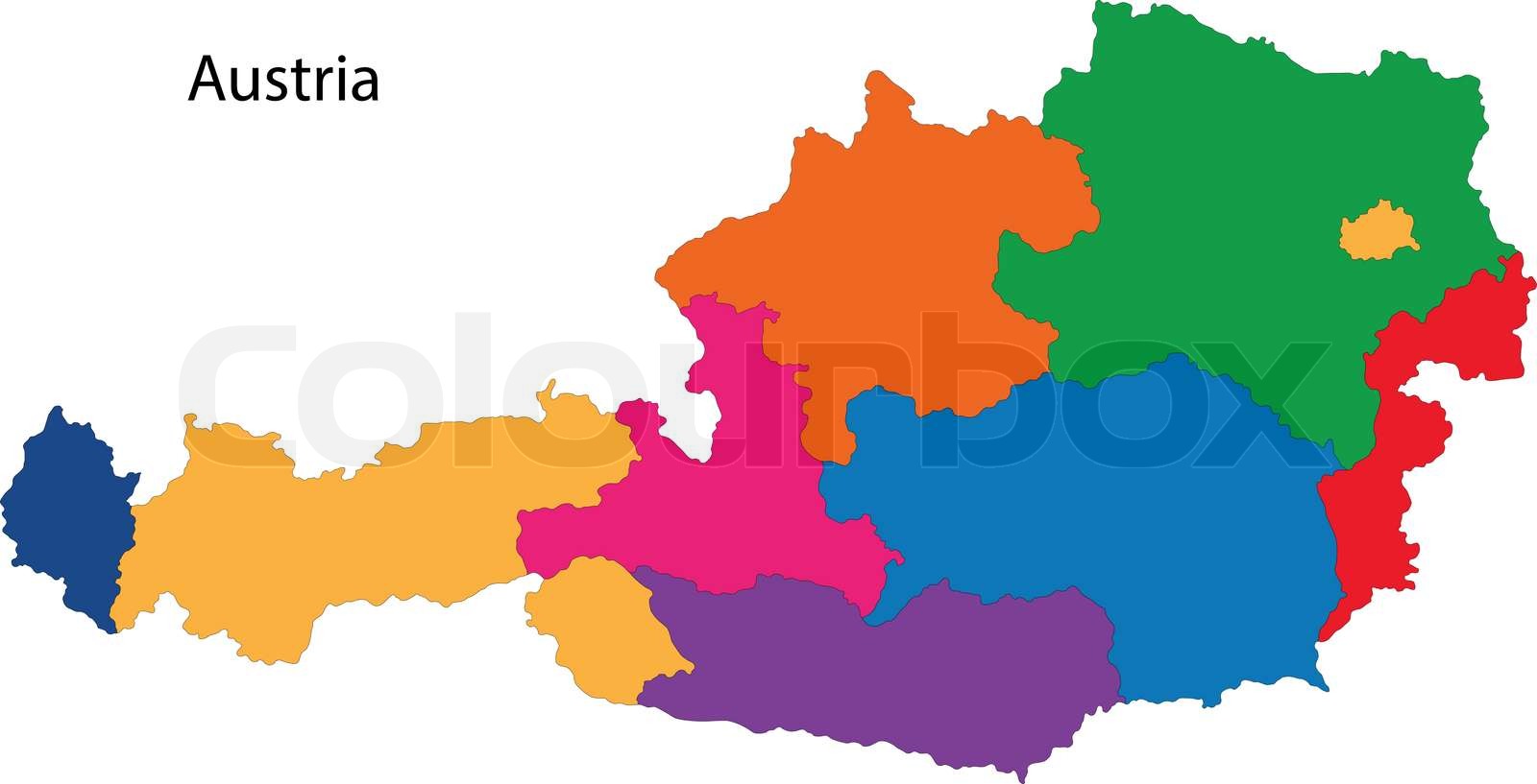 Colorful Austria map | Stock vector | Colourbox