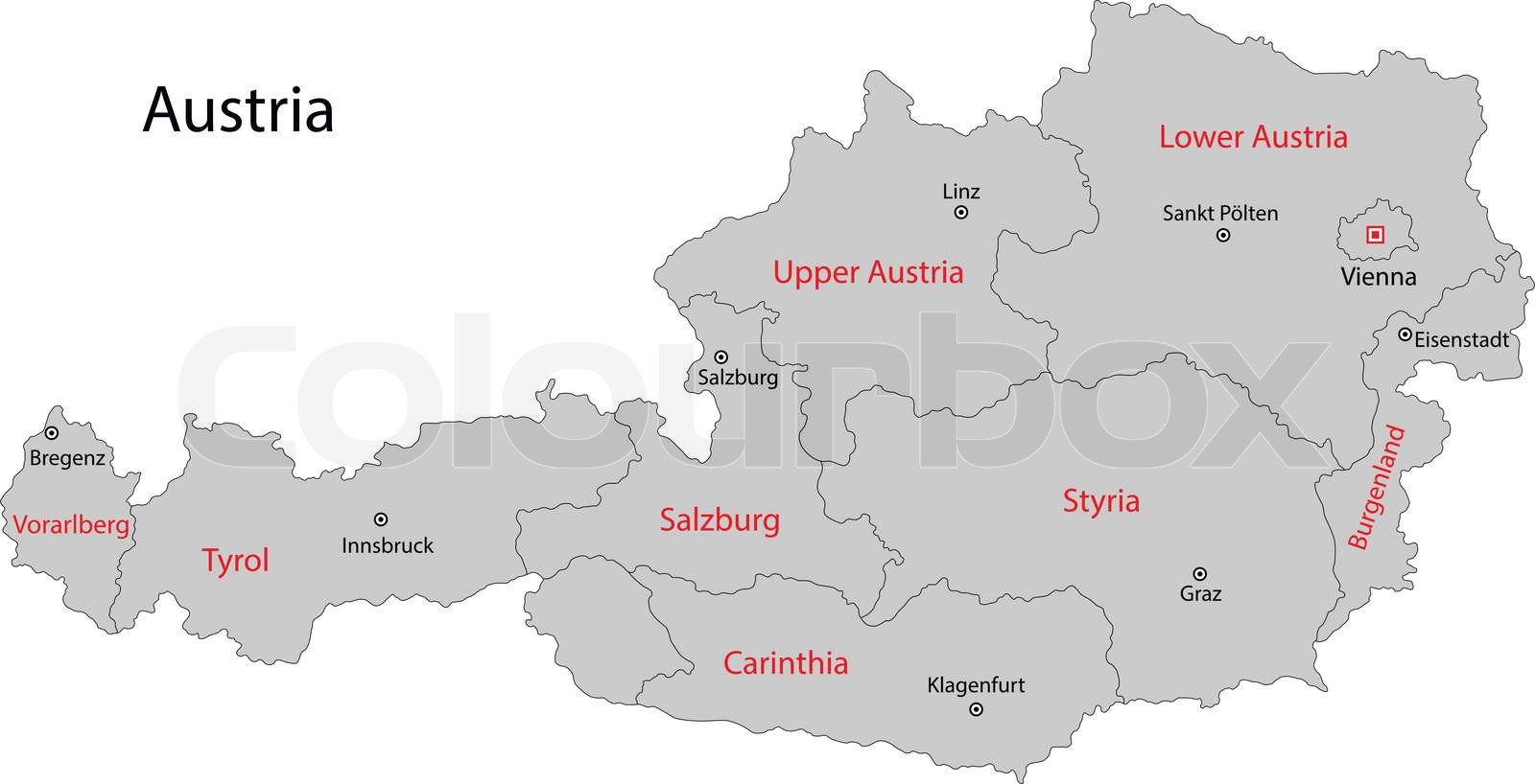 Gray Austria map | Stock vector | Colourbox