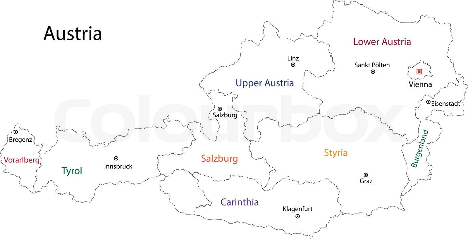 Outline Austria map | Stock vector | Colourbox