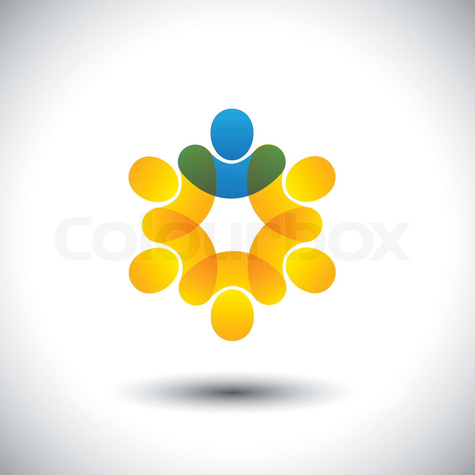 Abstract icons of people and leader in circle - leadership concept ...