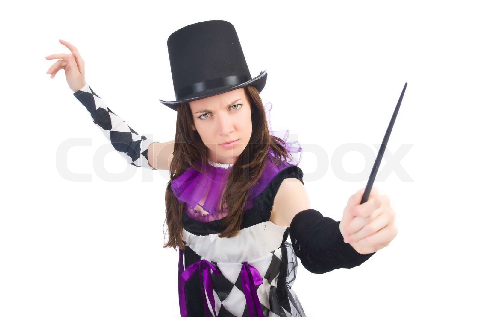 Frau Zauberer auf dem weißen isoliert | Stock Bild | Colourbox