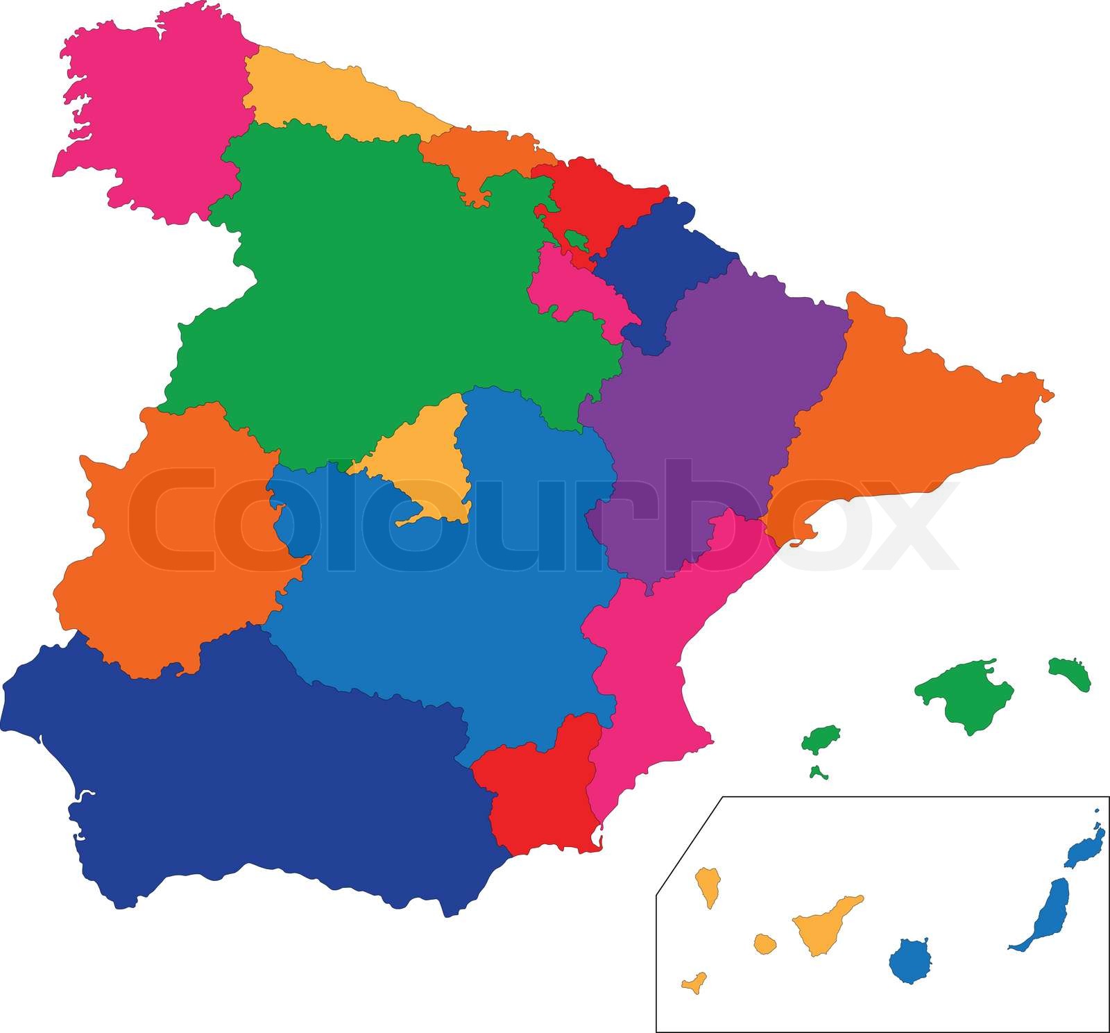 kort over Spanien | Stock vektor | Colourbox