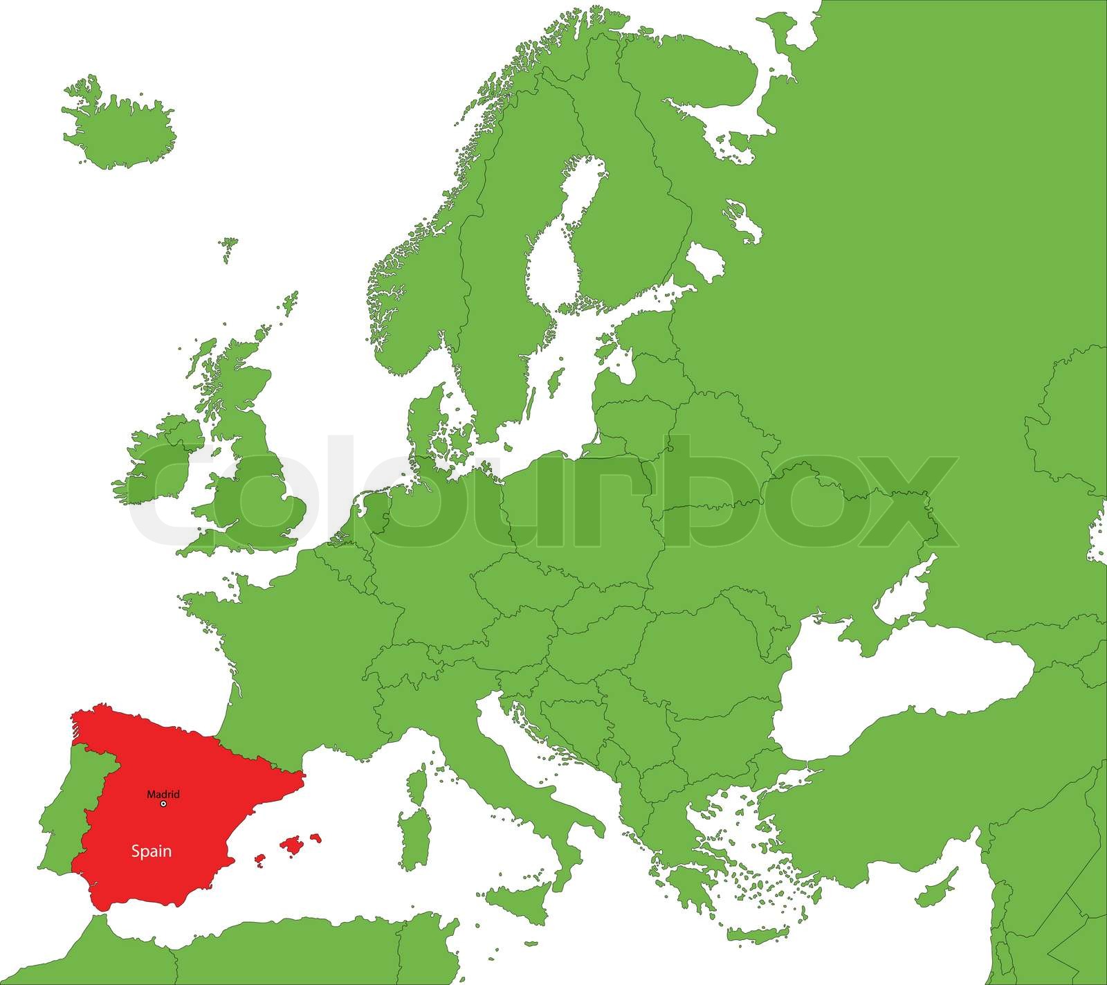 kort over Spanien | Stock vektor | Colourbox