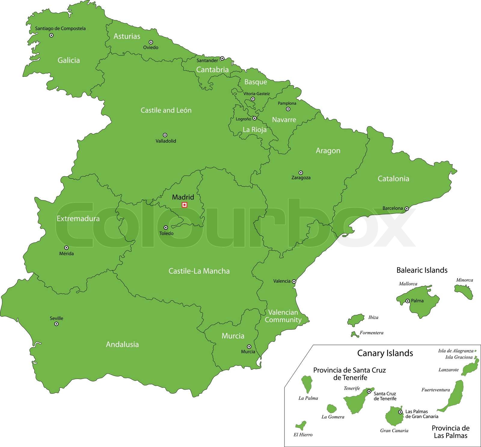Green Spain map | Stock vector | Colourbox