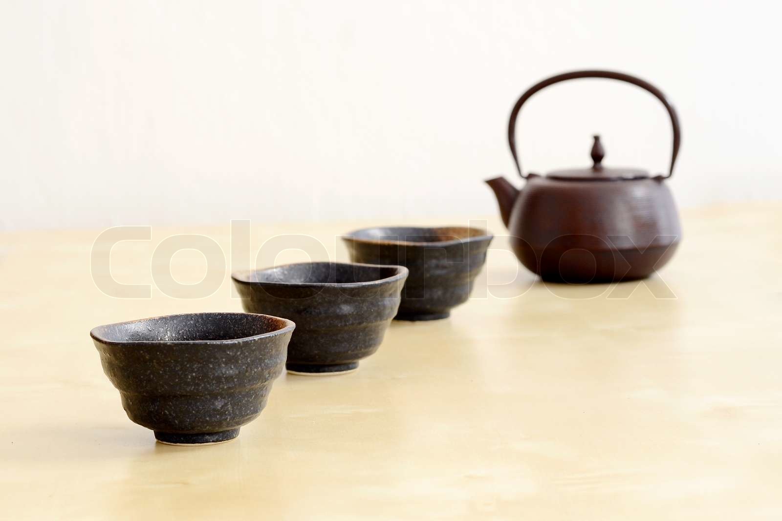 Brown tea set | Stock image | Colourbox
