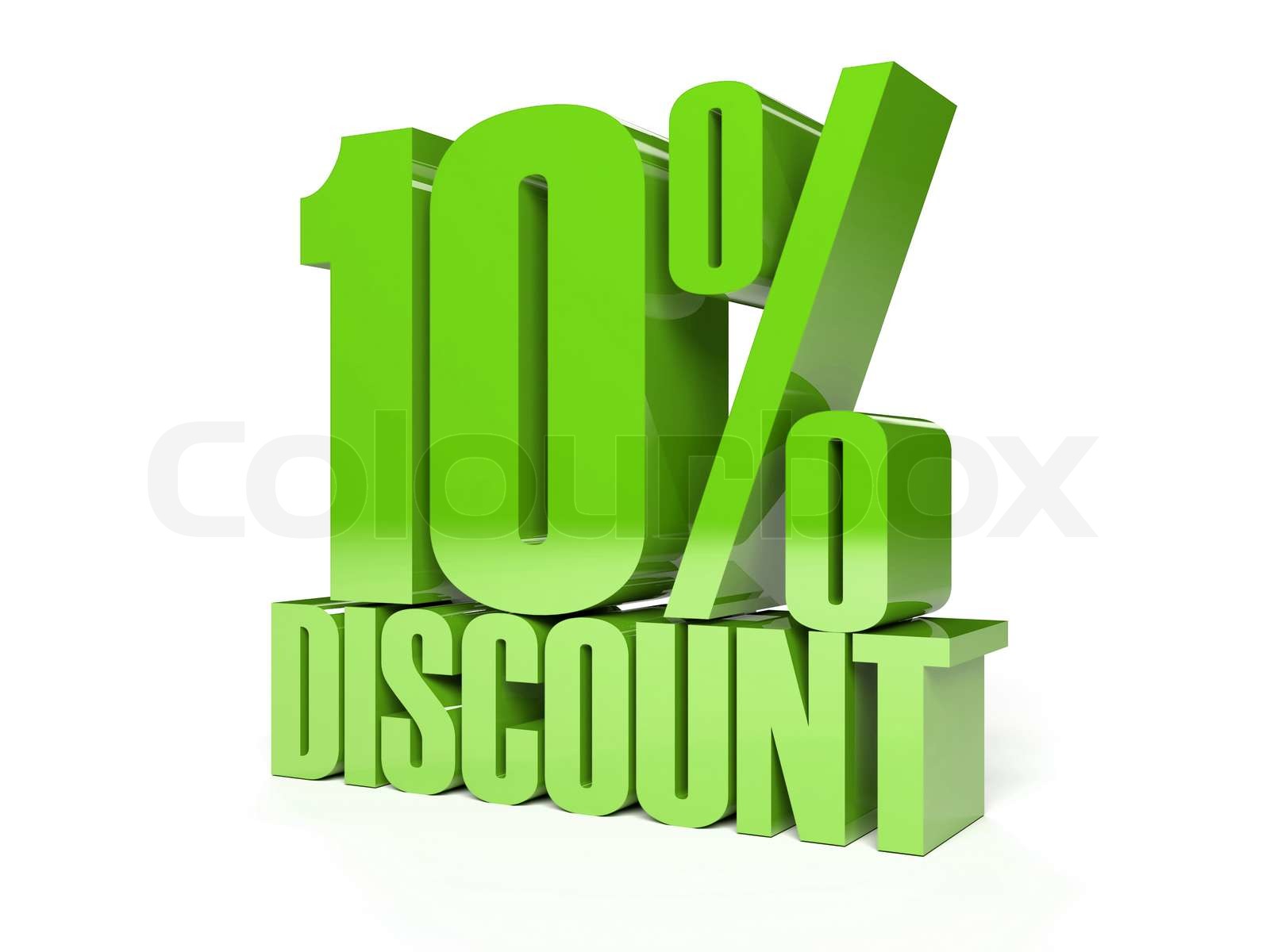10 percent discount. Green shiny text. Concept 3D illustration. | Stock ...