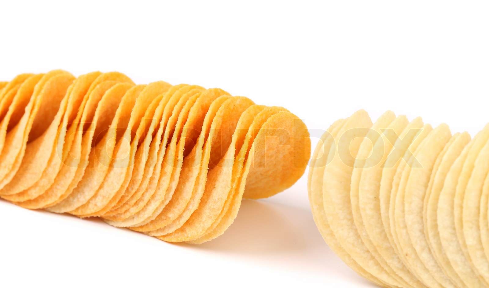 Two rows of potato chips | Stock image | Colourbox