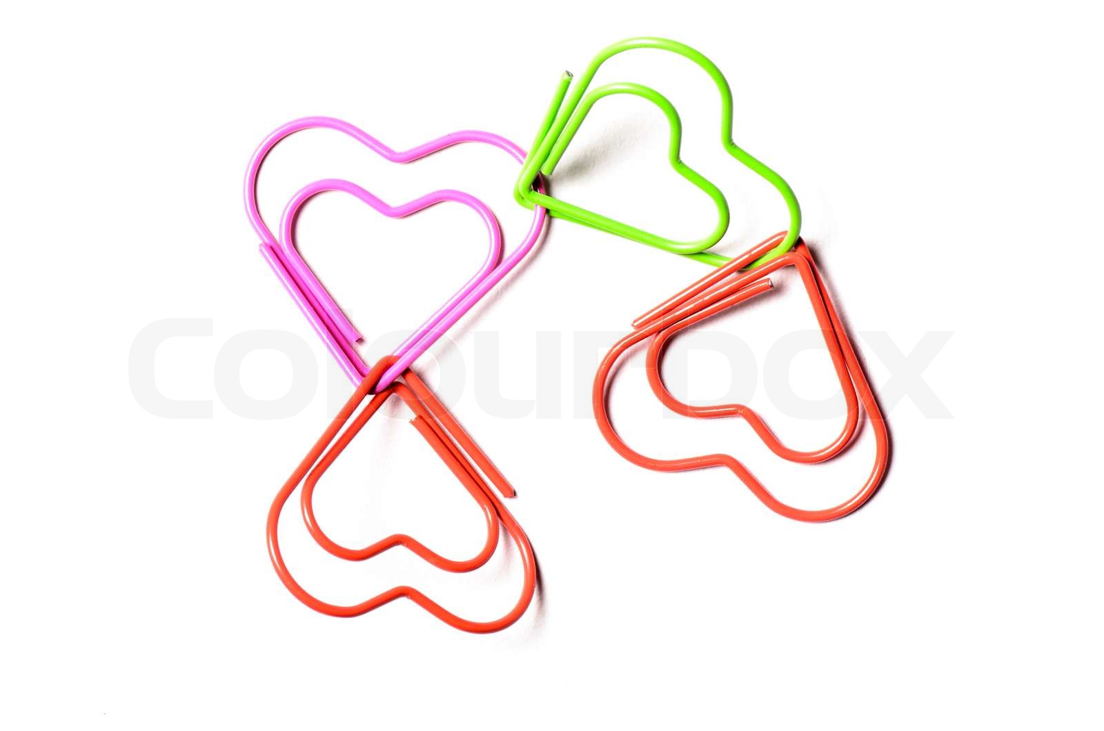 Heart shaped paper clips connected to each other | Stock image | Colourbox
