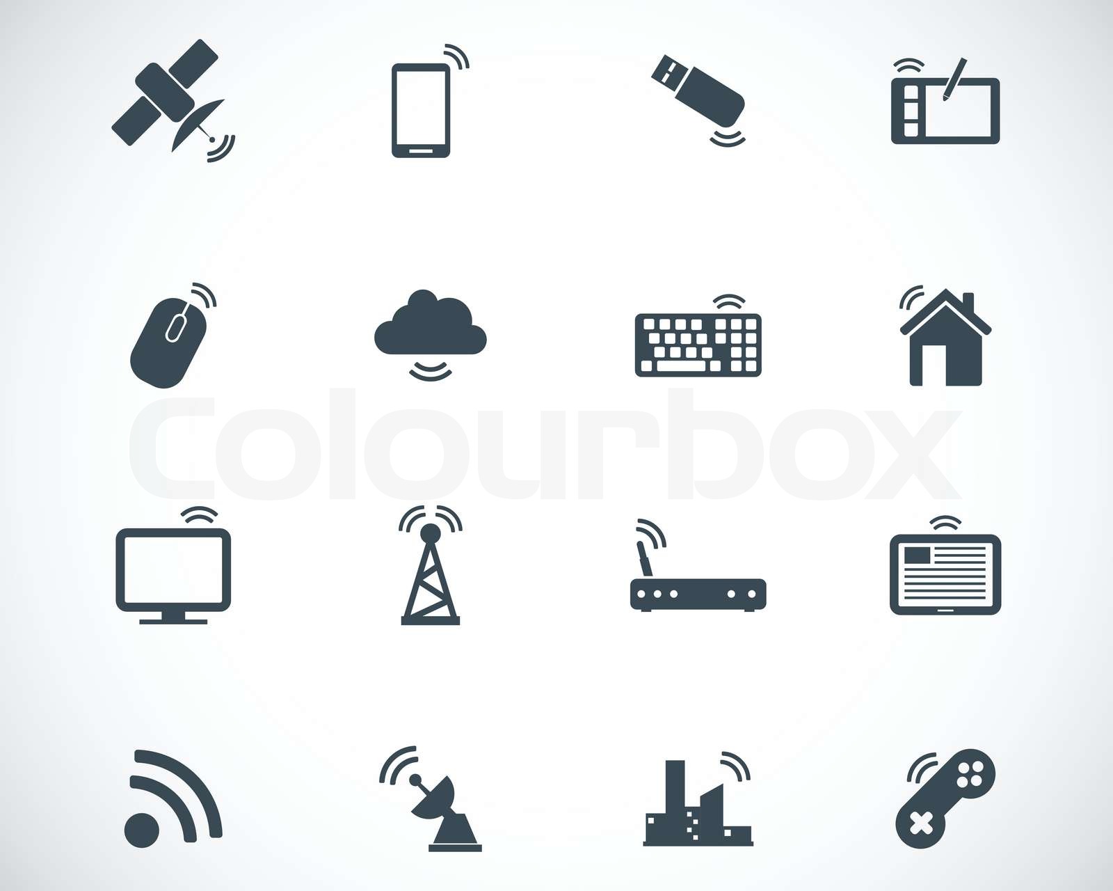 Vector black wireless icons set | Stock vector | Colourbox