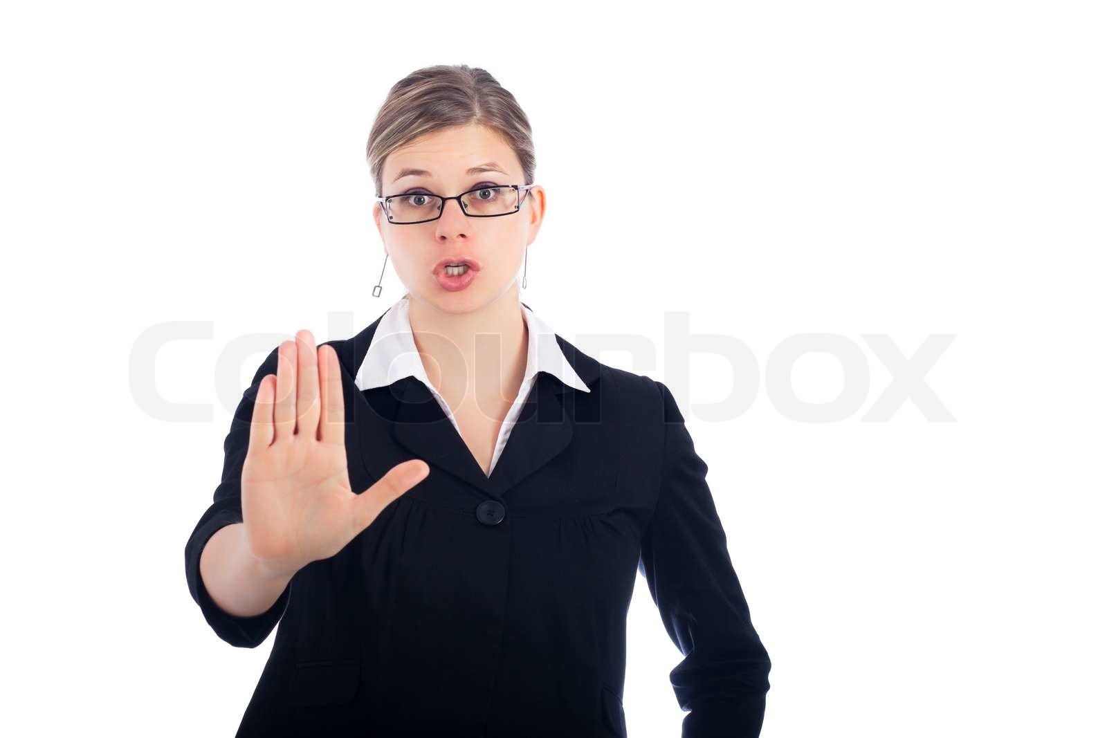 Woman saying stop | Stock image | Colourbox