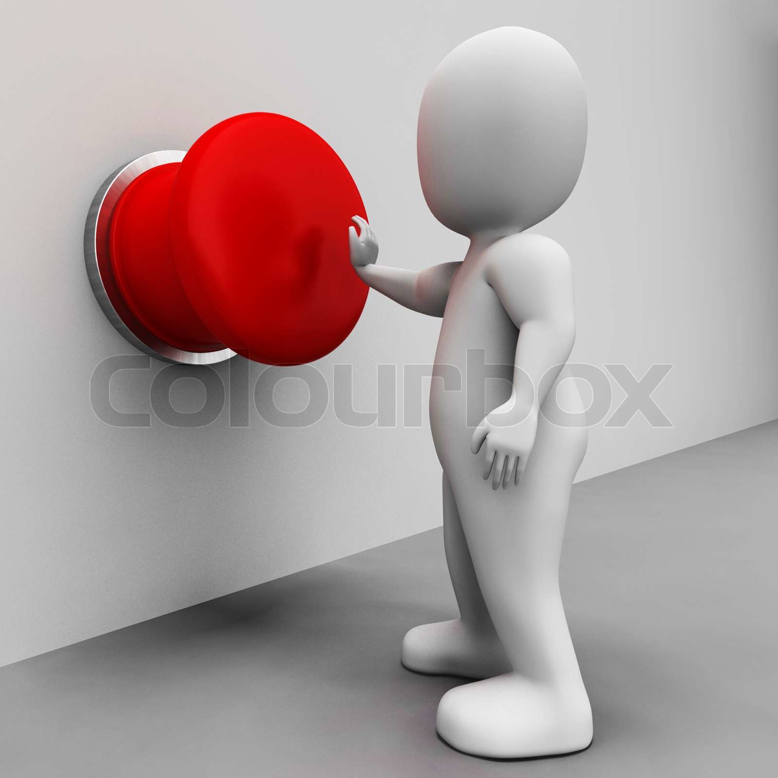 Man Pushing Button Shows Control | Stock image | Colourbox