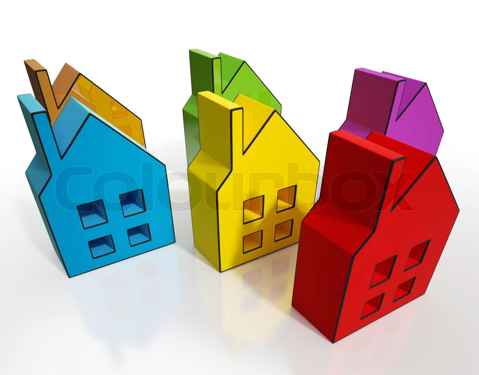 Hus Symboler Betyder Huse Til Salg | Stock foto | Colourbox