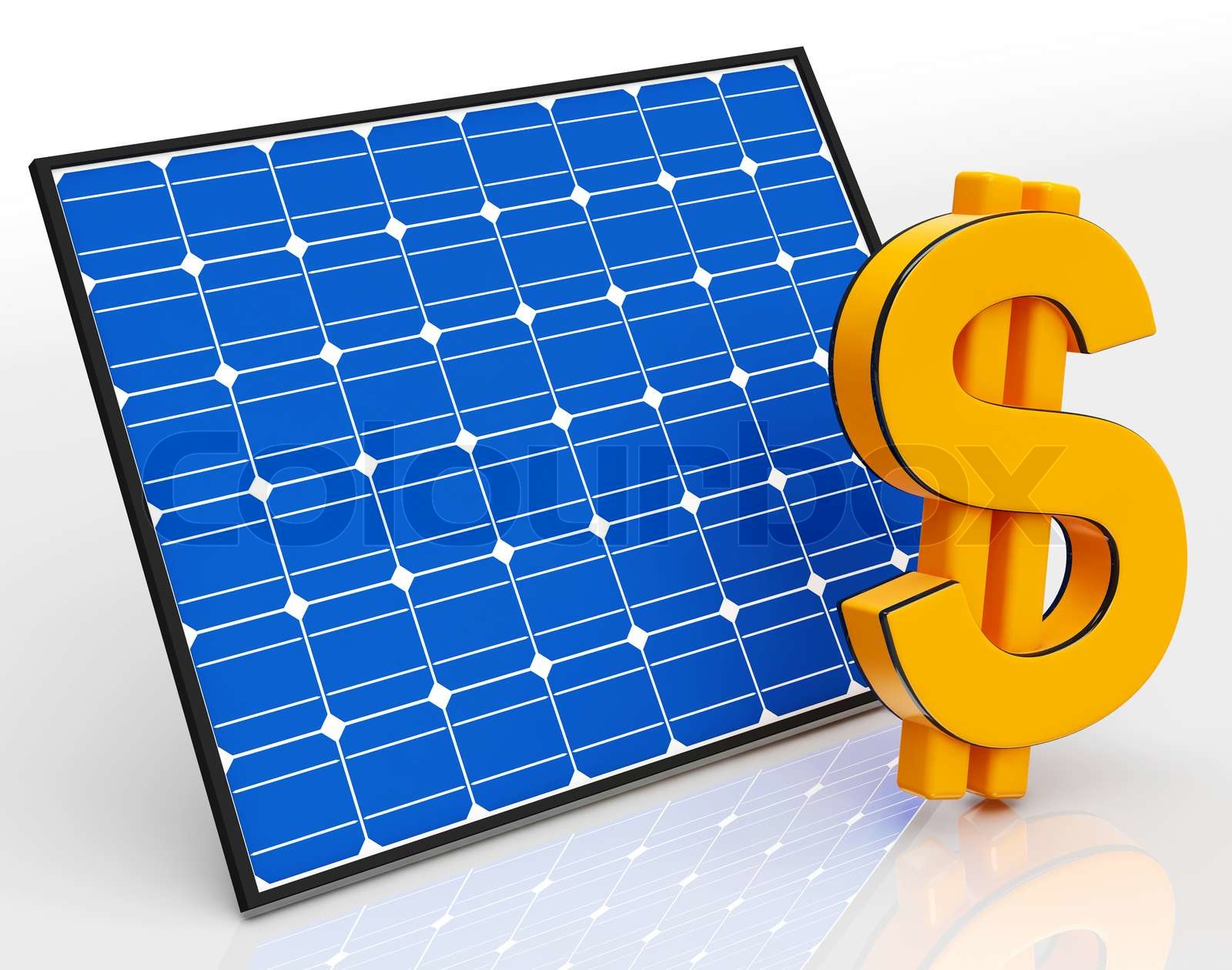 Solar-Panel und Dollar-Zeichen Zeigt Geld sparen | Stock Bild | Colourbox