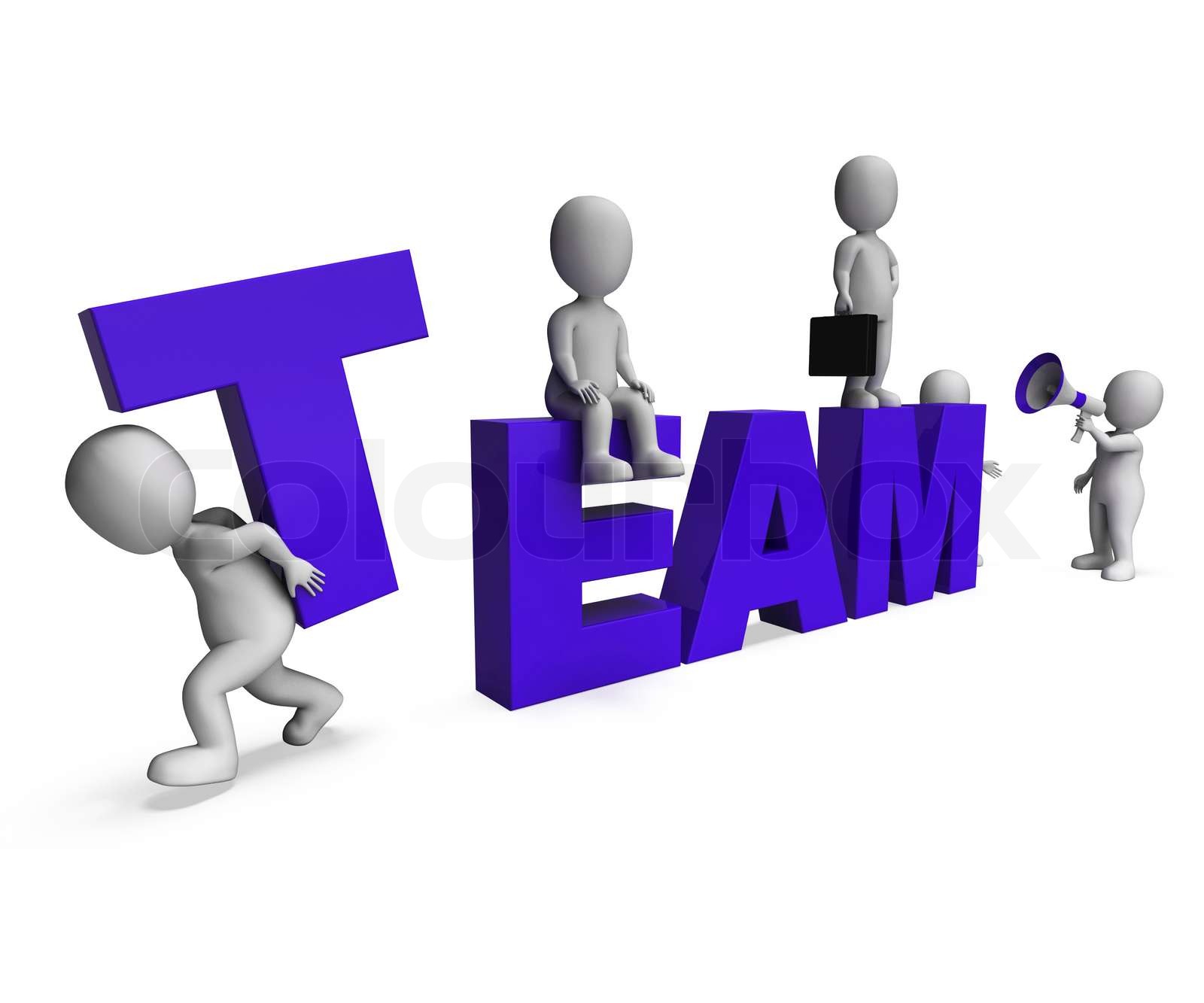 Team Showing 3d Characters Working Together With Synergy | Stock image ...